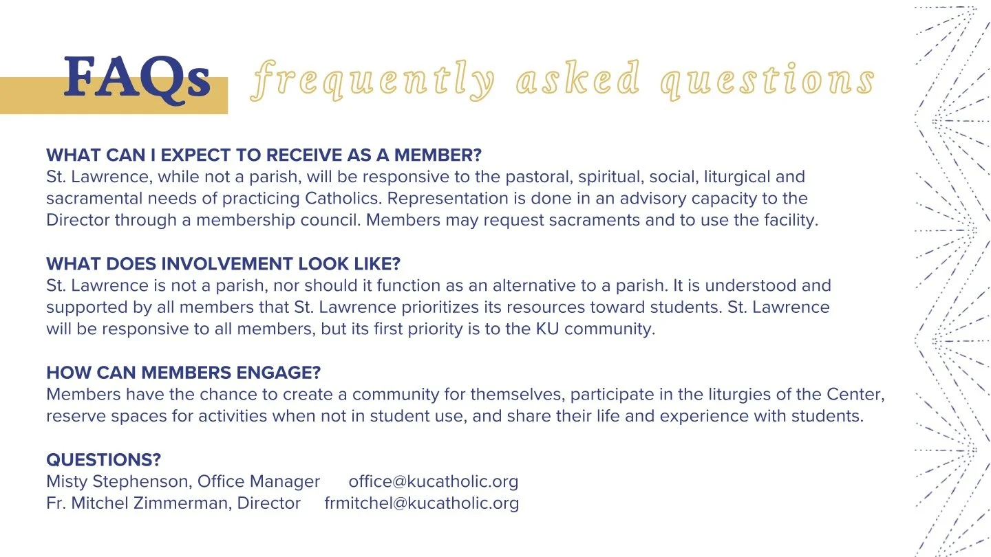 St. Lawrence Catholic Center | Membership Information