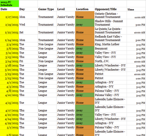 Game Schedule — Riverside Poly Baseball