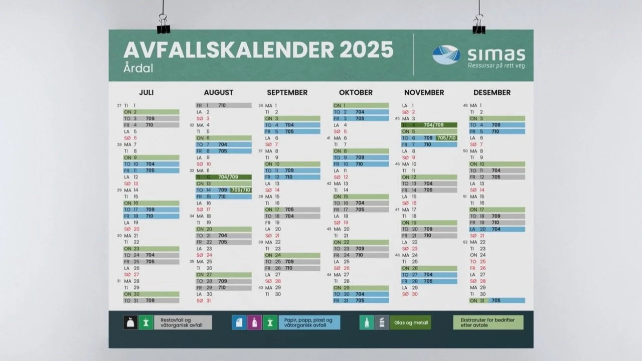 Avfallskalender frå 1. juli er klar