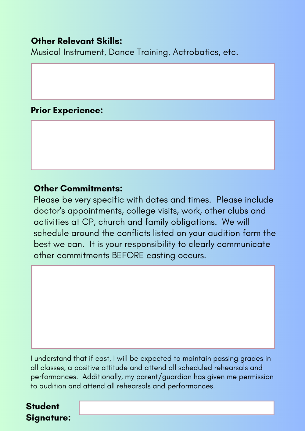 Audition Forms — TWCP Theatre