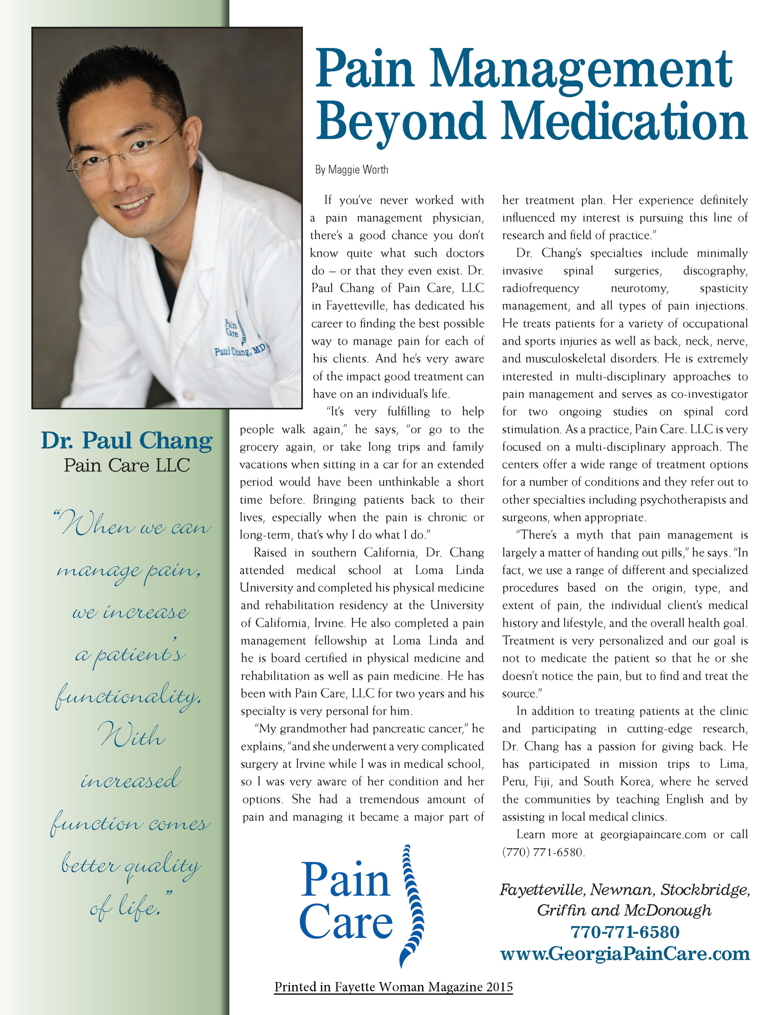 Dr. Paul Chang, MD | Atlanta Pain Management Physician