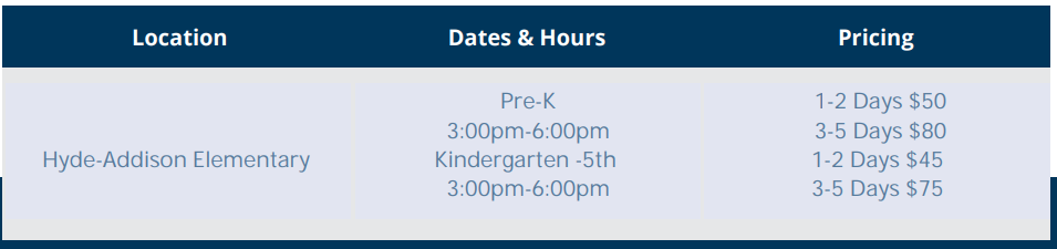 Champions After School Programing — Hyde Addison Elementary School