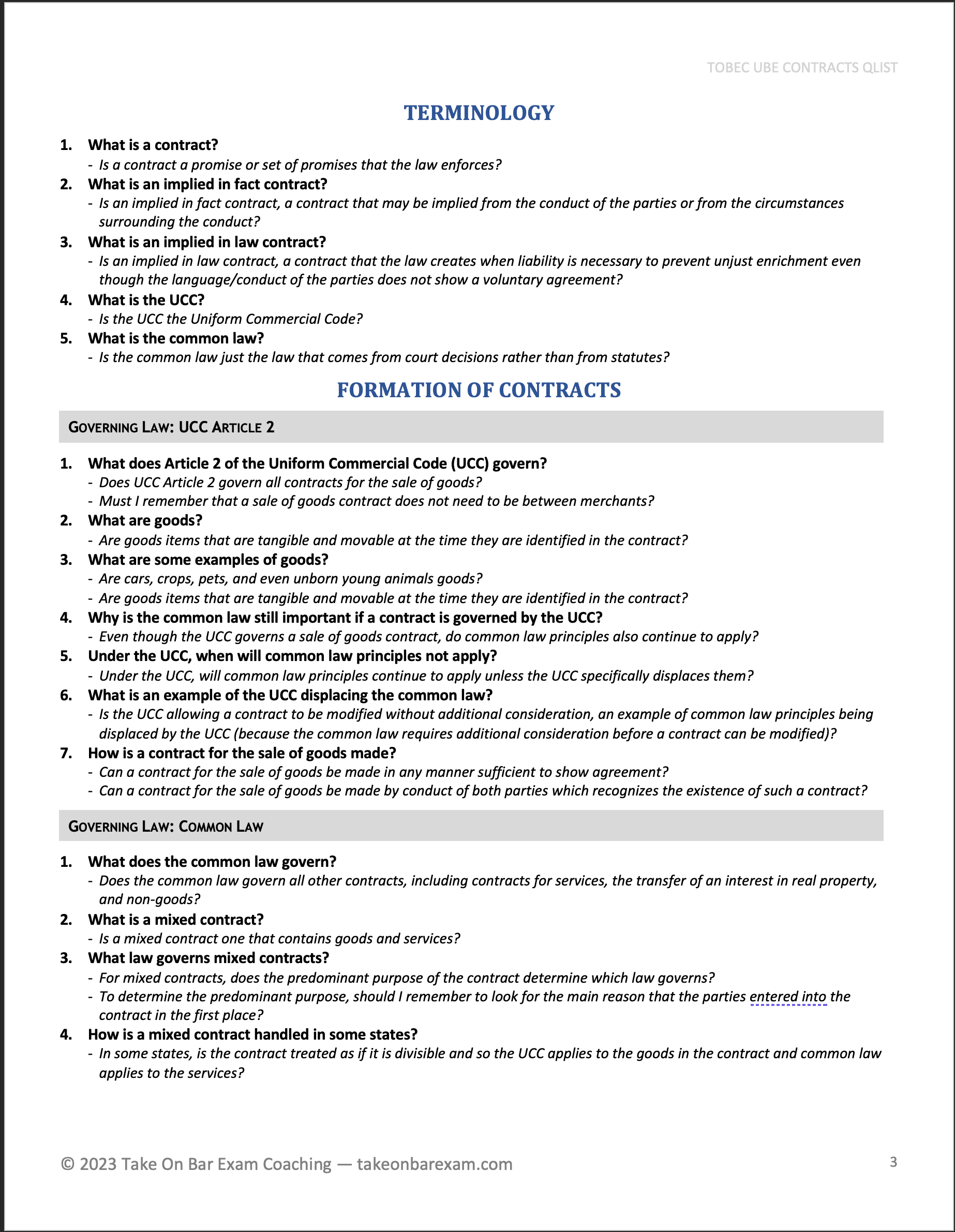 BEST ACTIVE RECALL BAR PREP STUDY MATERIALS — QLISTS — Take On Bar Exam ...