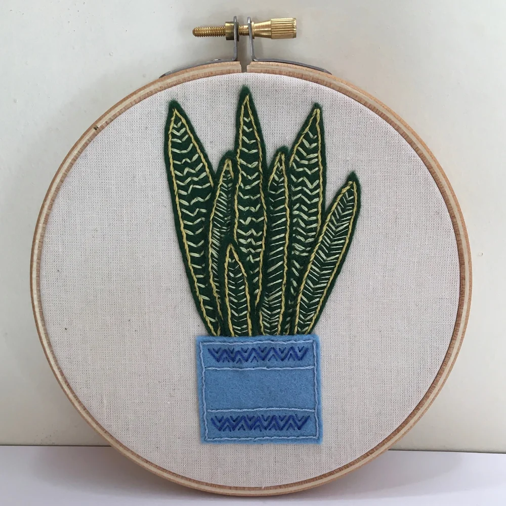 Snake Plant Embroidery Kit — Embellished Elephant