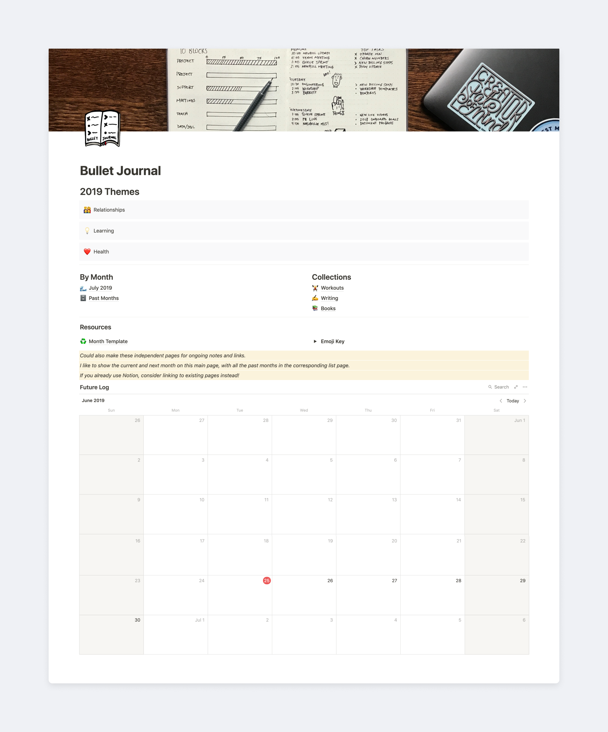 Notion Bullet Journal Templates Notion Bullet Journal Templates