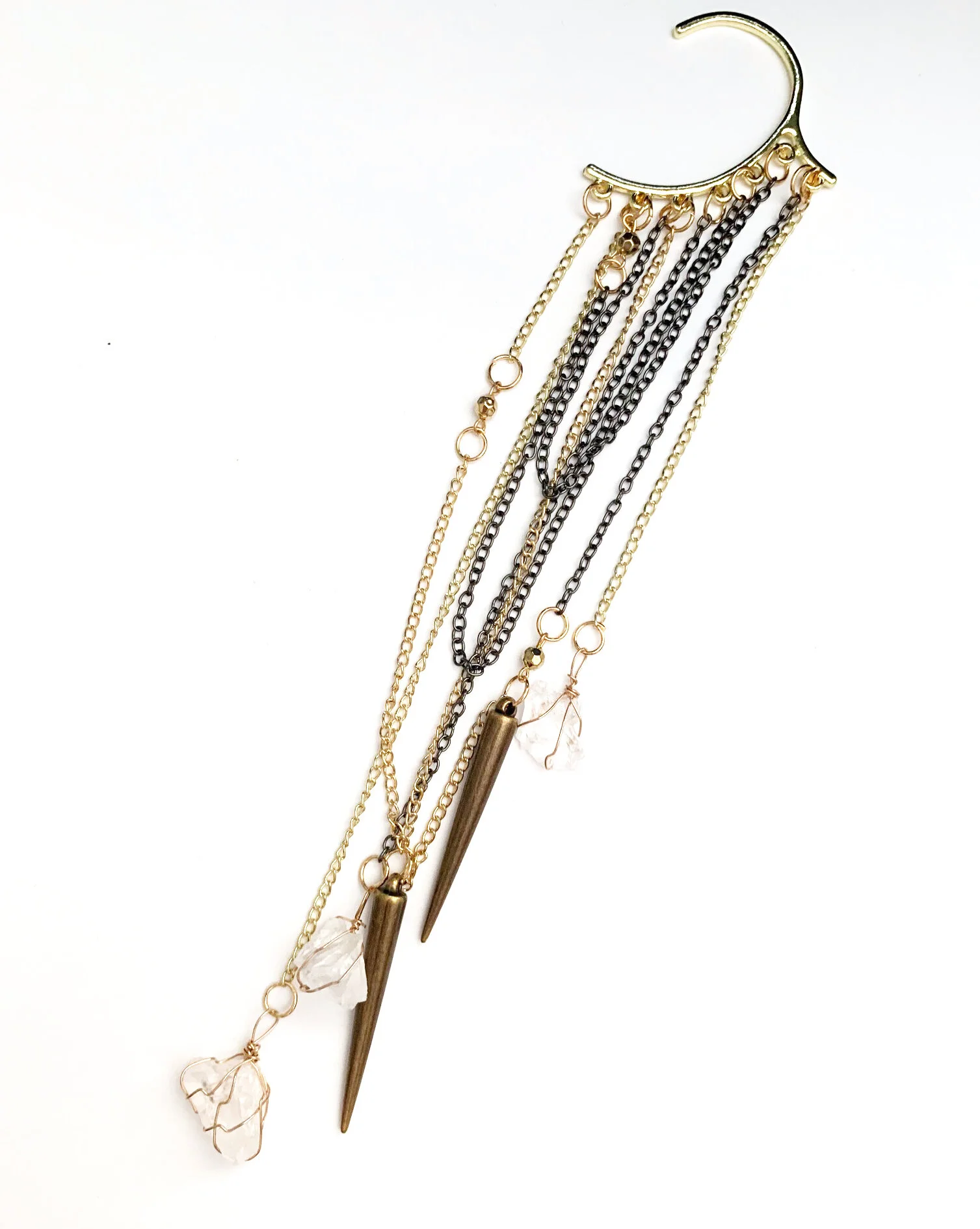 Joshua Tree Quartz Crystal and Spikes Cuff Earring — Joshua Tree Rock ...