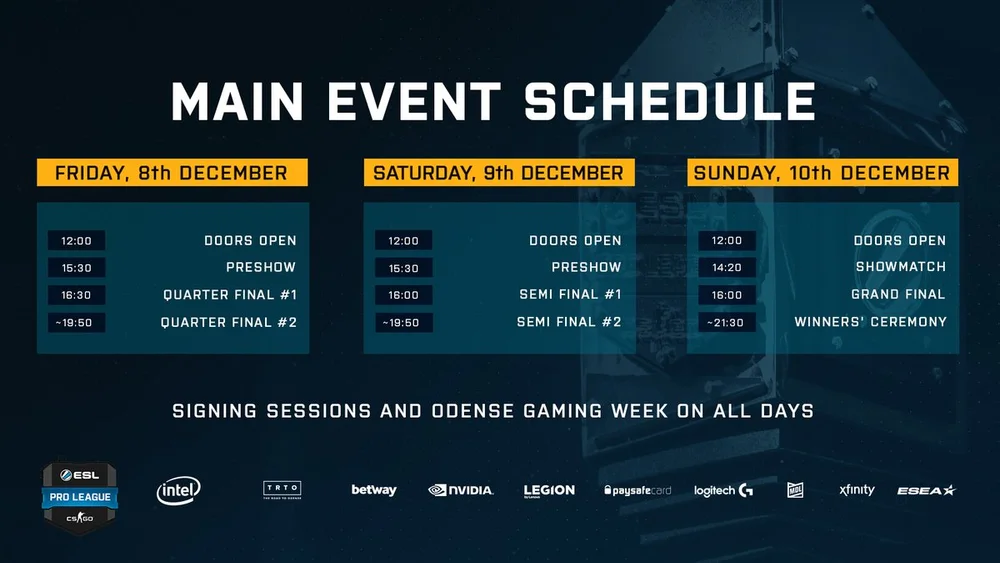 ESL Pro League S6 Finals main event schedule | Esports Tales