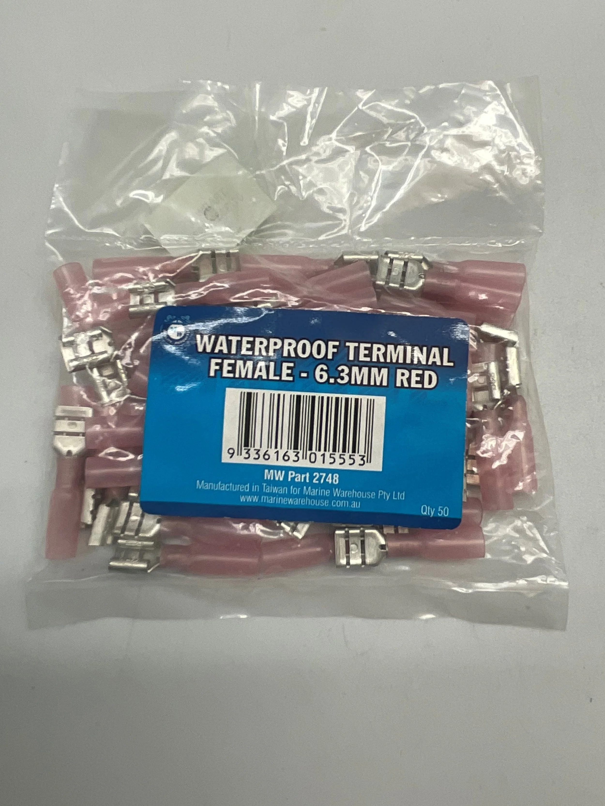 Waterproof terminal, Female,Red, 6.3mm