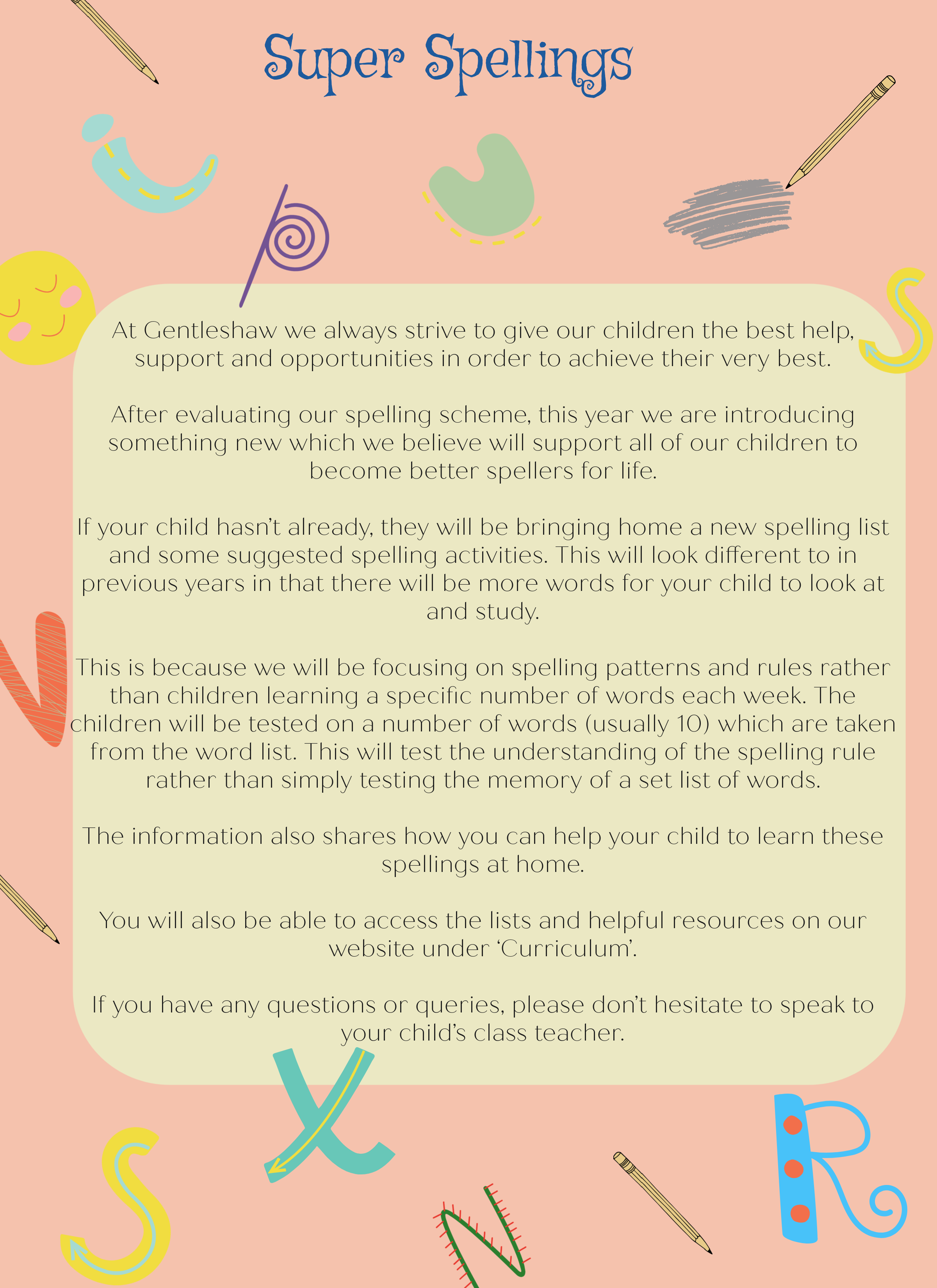 Spellings — Gentleshaw Primary Academy