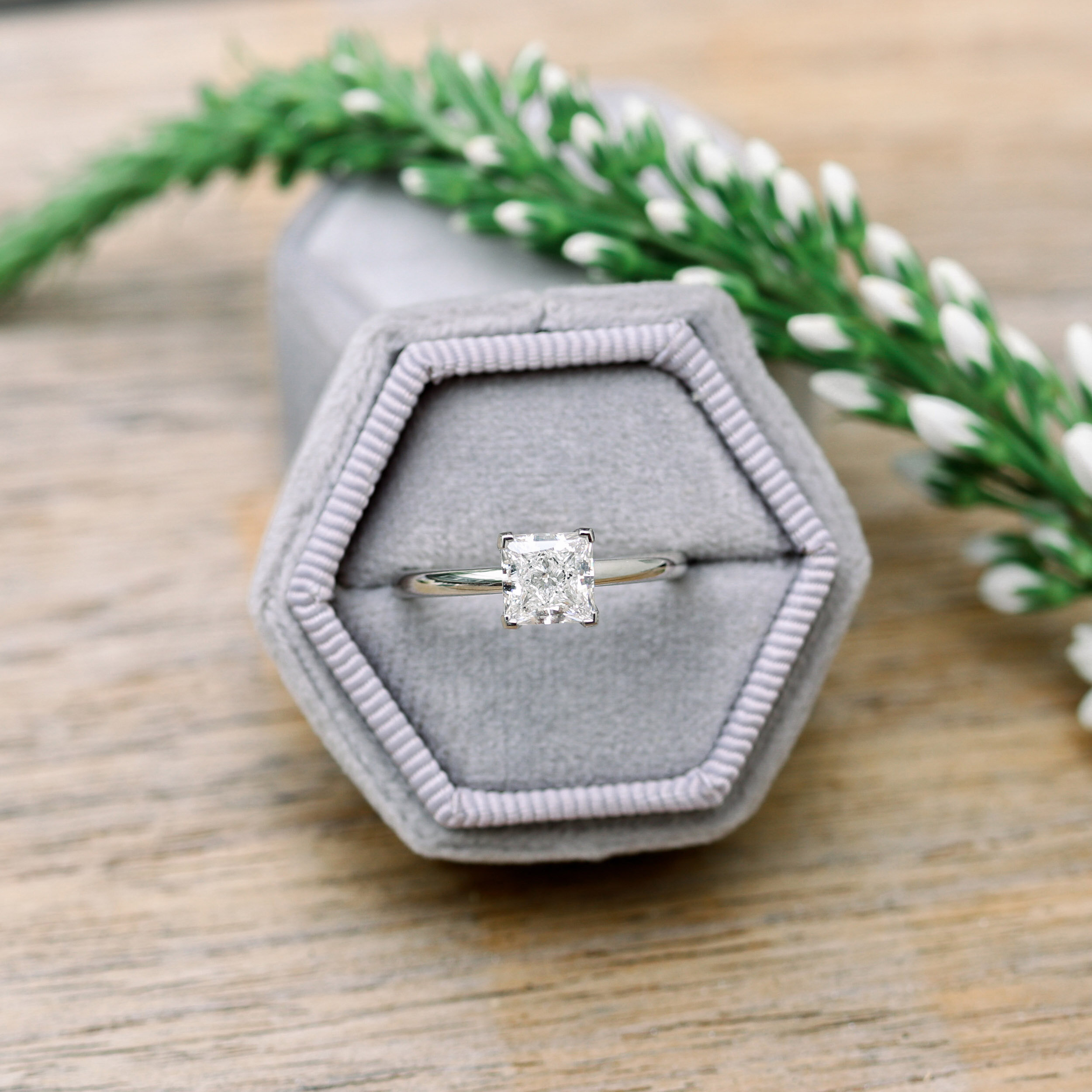 Simple Princess Cut Engagement Rings