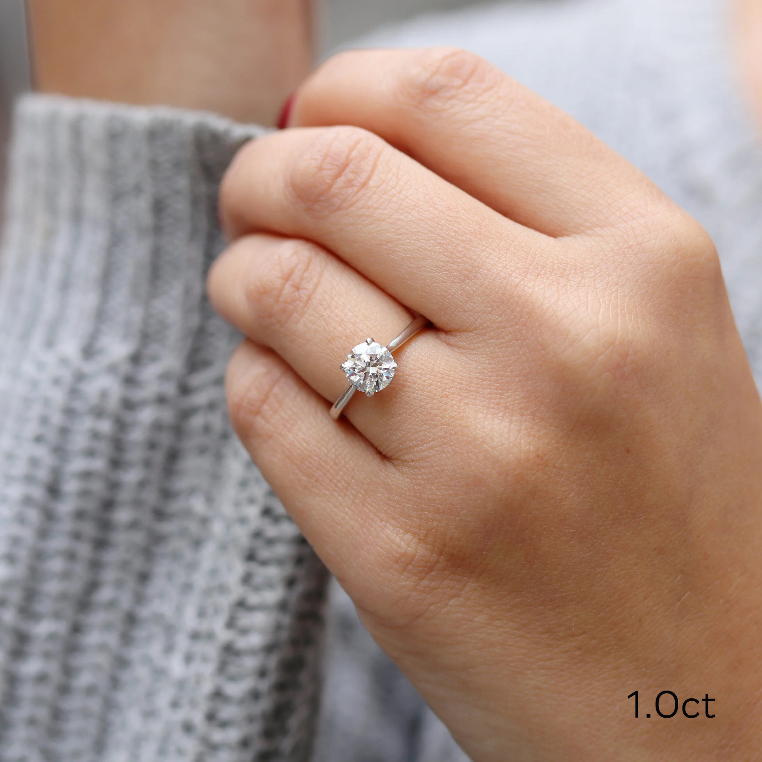 Round Diamond Cathedral Engagement Ring