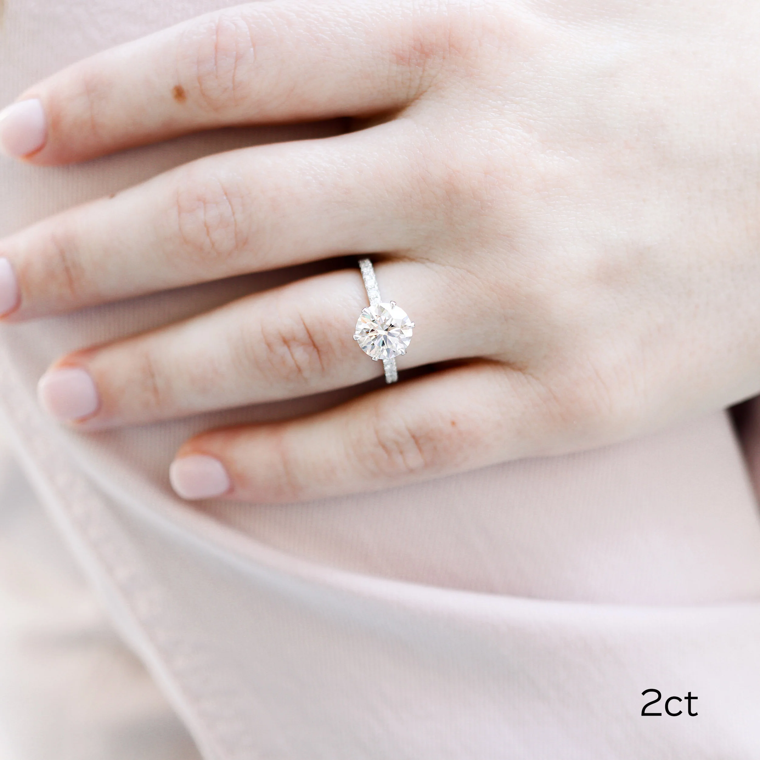Round Six Prong Pavé Setting