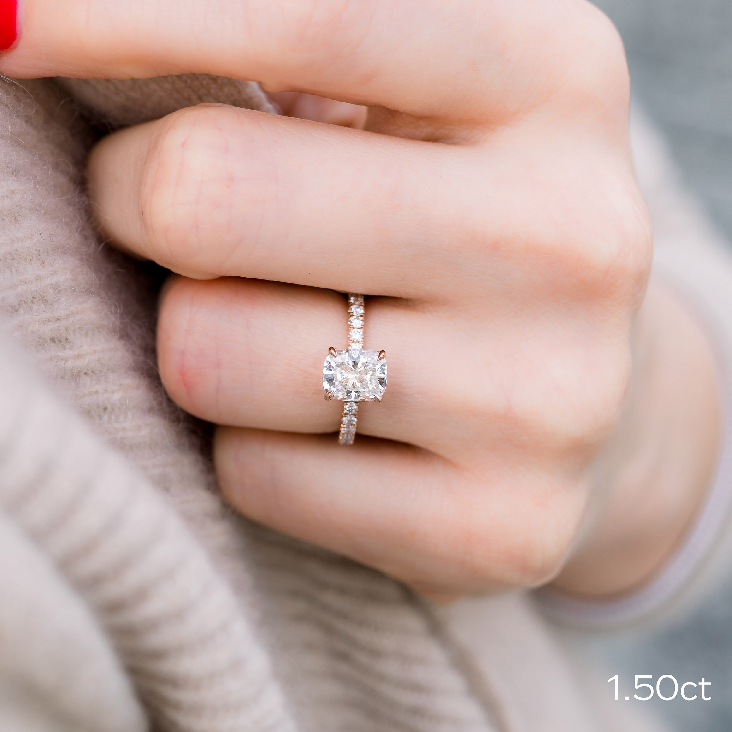 Rose Gold Cushion Cut Solitaire Engagement Rings
