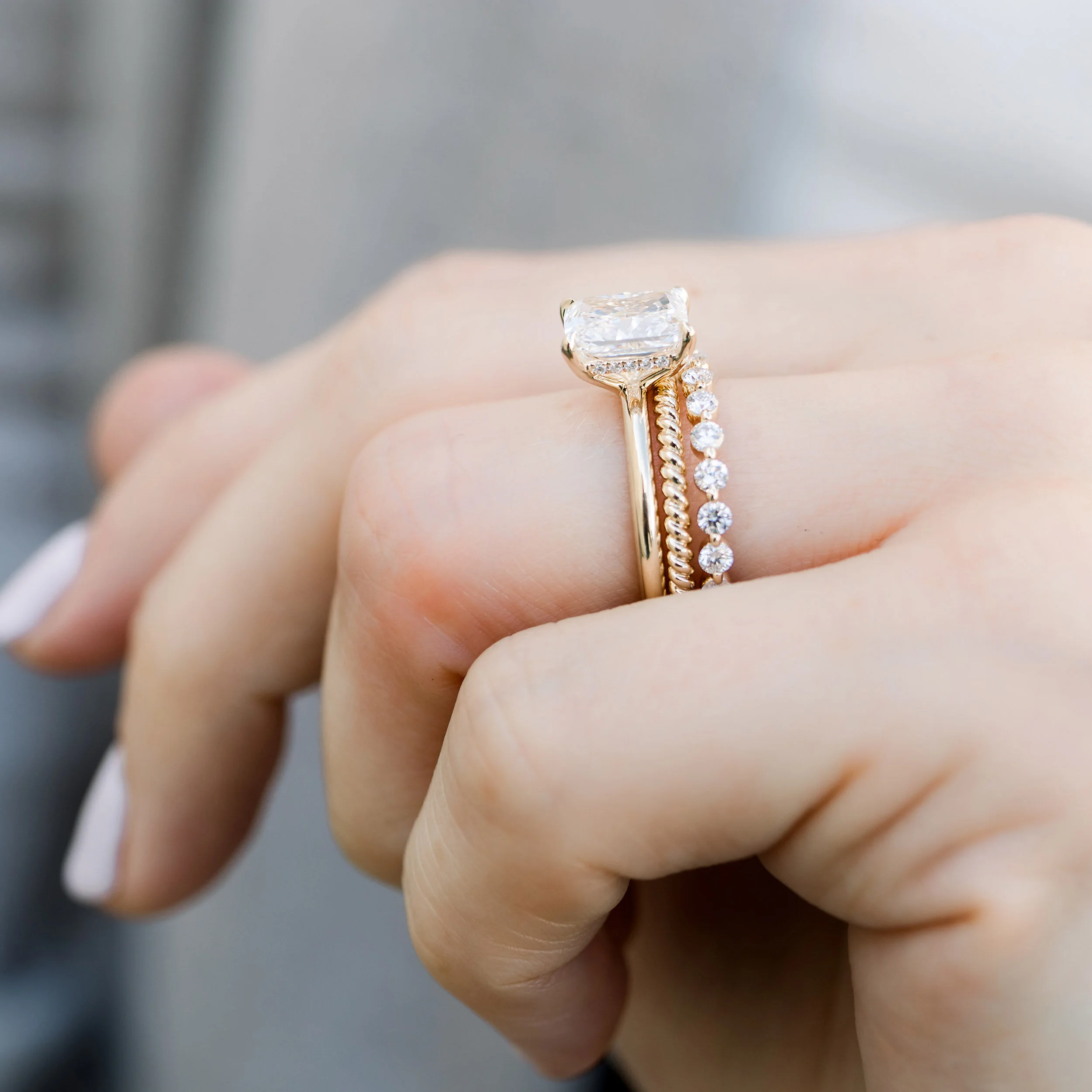 Gold Solitaire Engagement Rings With Wedding Band