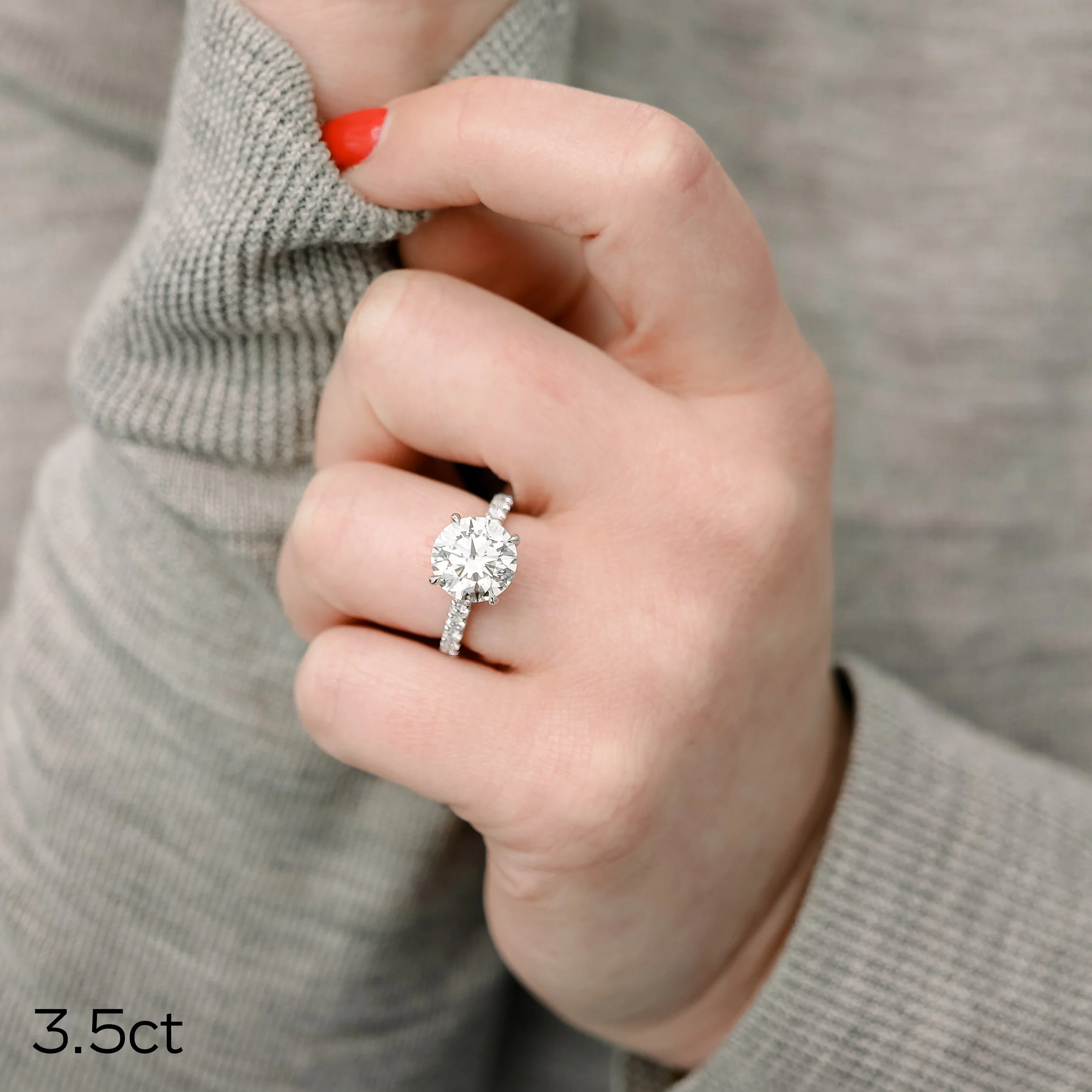 Round Diamond Cathedral Engagement Ring