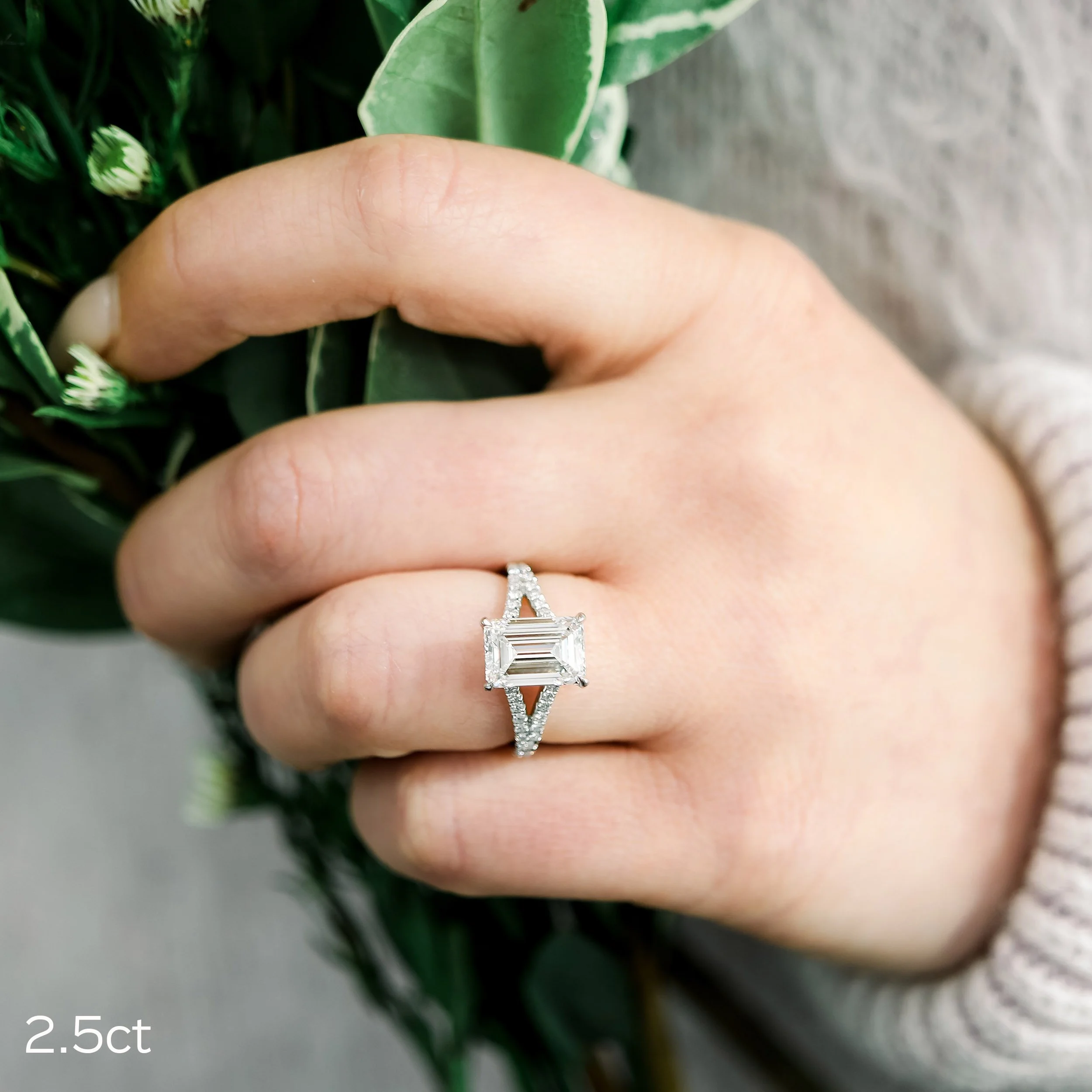 Split Shank Emerald Cut Engagement Rings