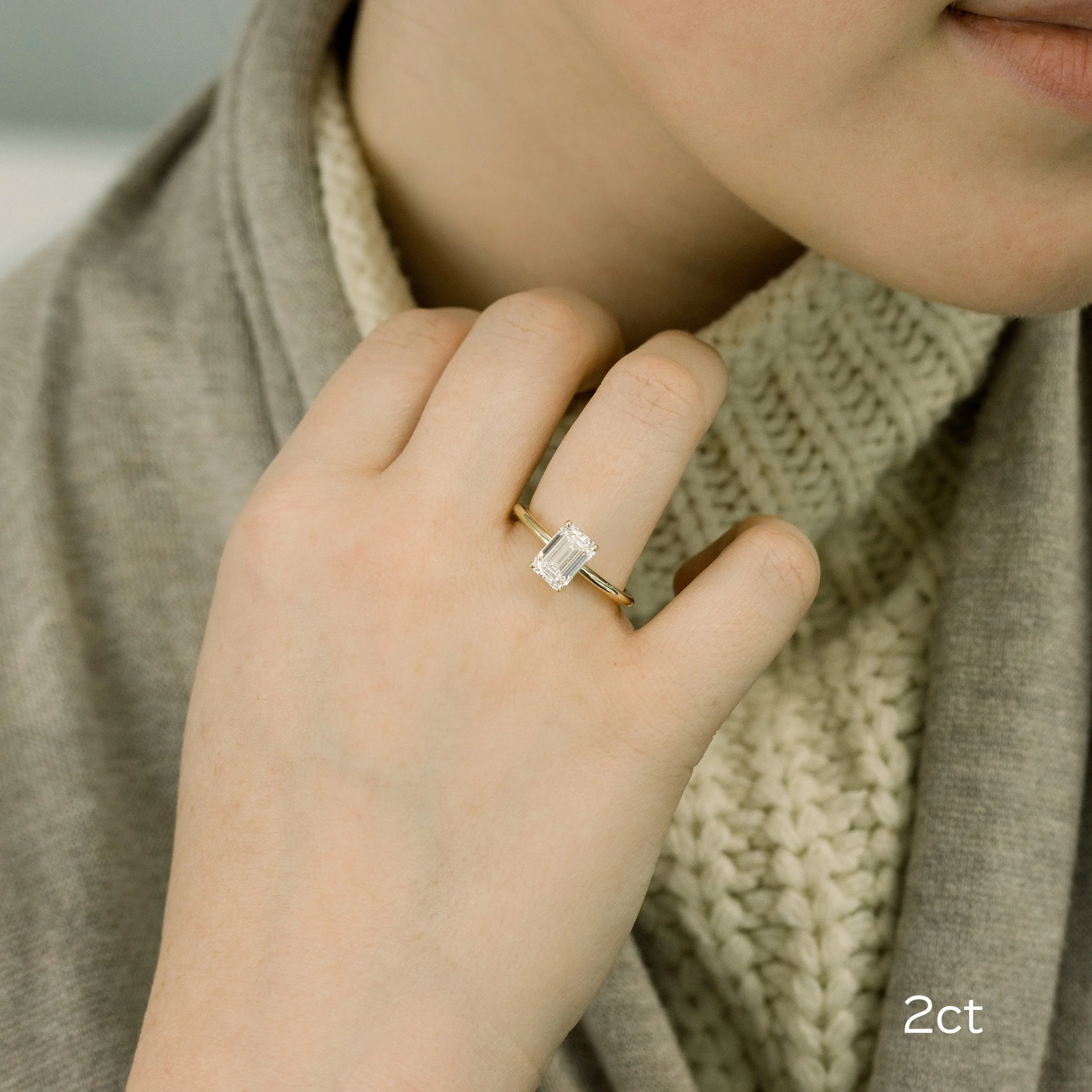 1 Carat Emerald Cut Solitaire Engagement Rings