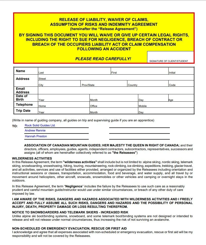 ACMG Waiver — Rock Solid Guides