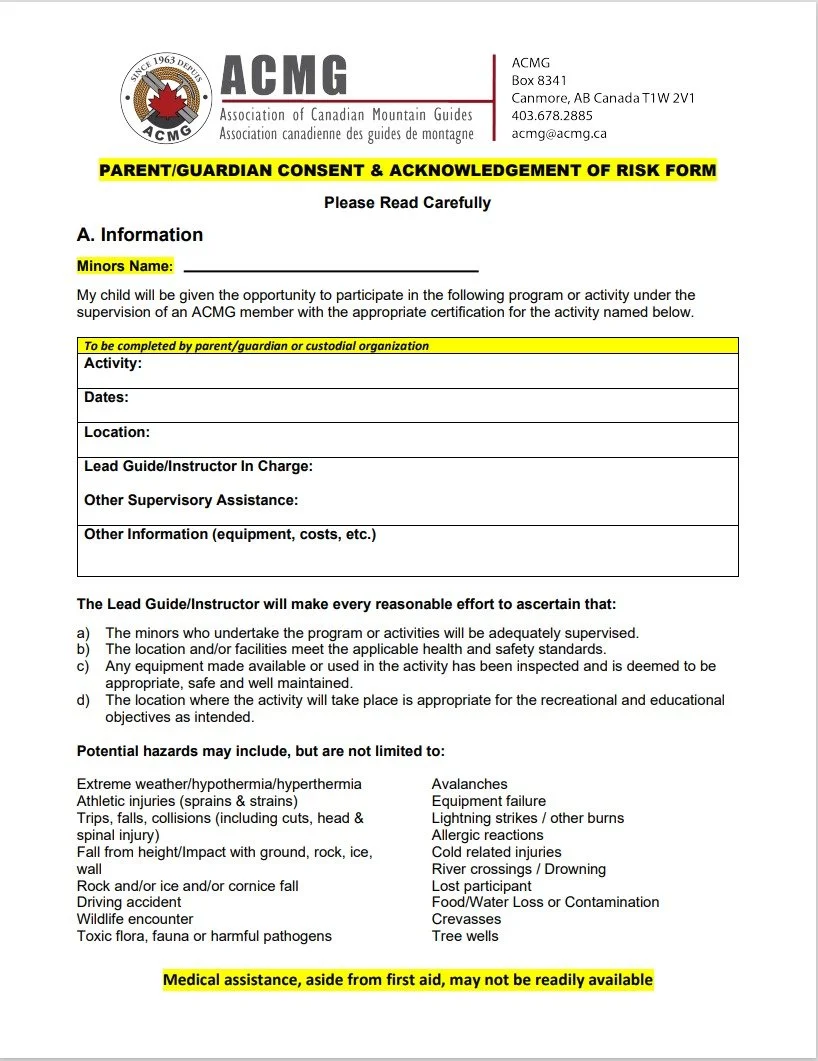 ACMG Waiver — Rock Solid Guides