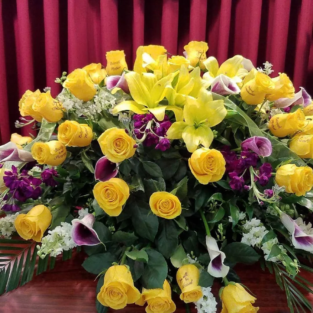 Yellow Rose Casket Spray