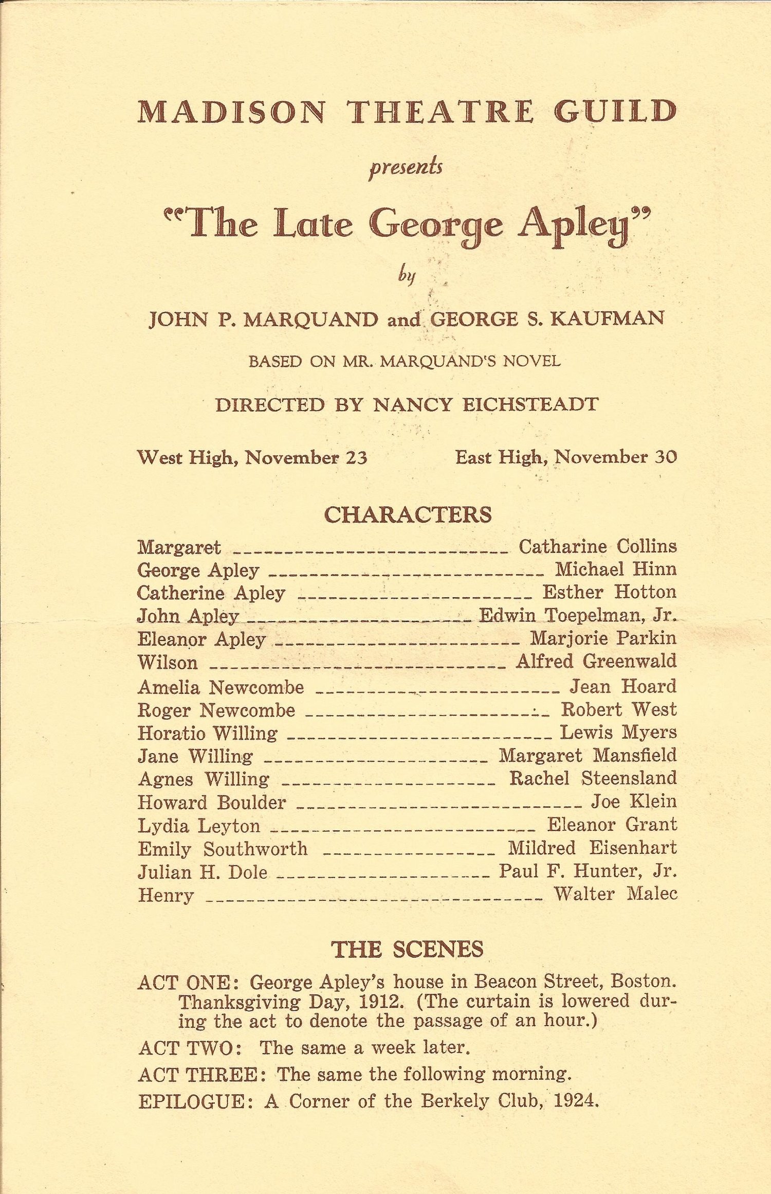 The Late George Apley — Madison Theatre Guild