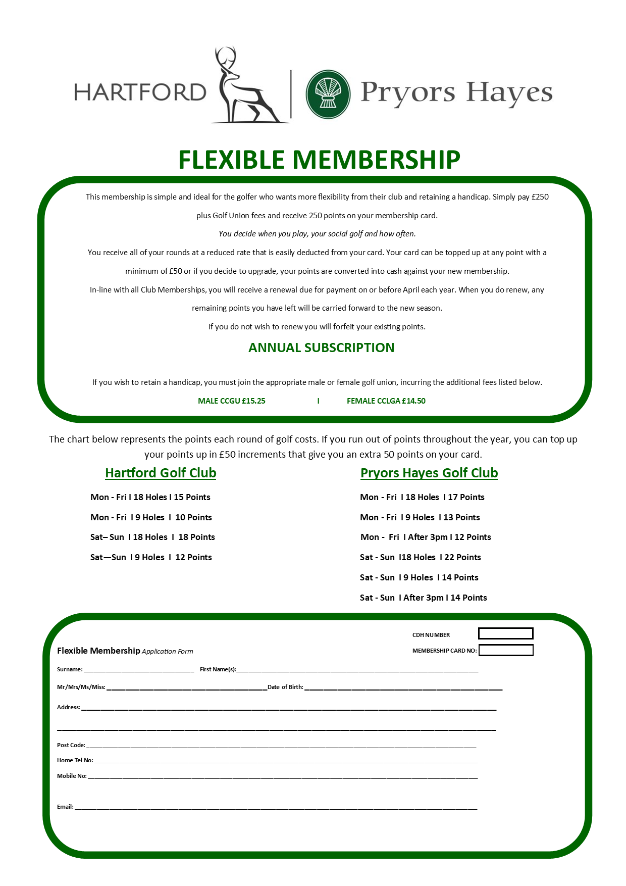 Membership — Hartford Golf Club