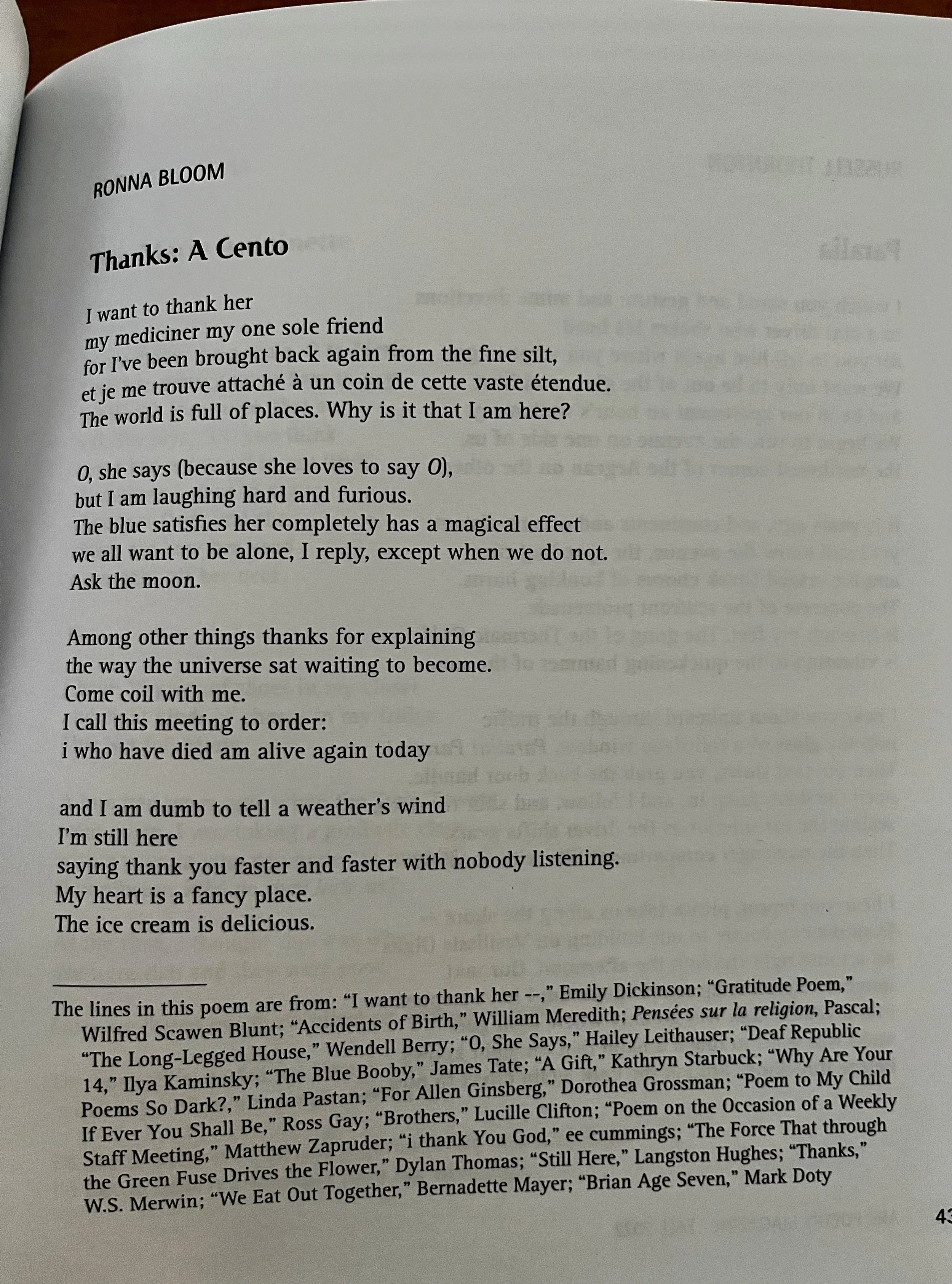 Thanks: A Cento | Ronna Bloom