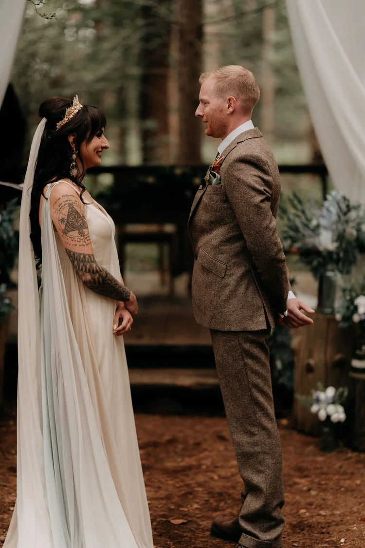 Ash and Shawn - a magical woodland wedding in UK — Daci Gowns