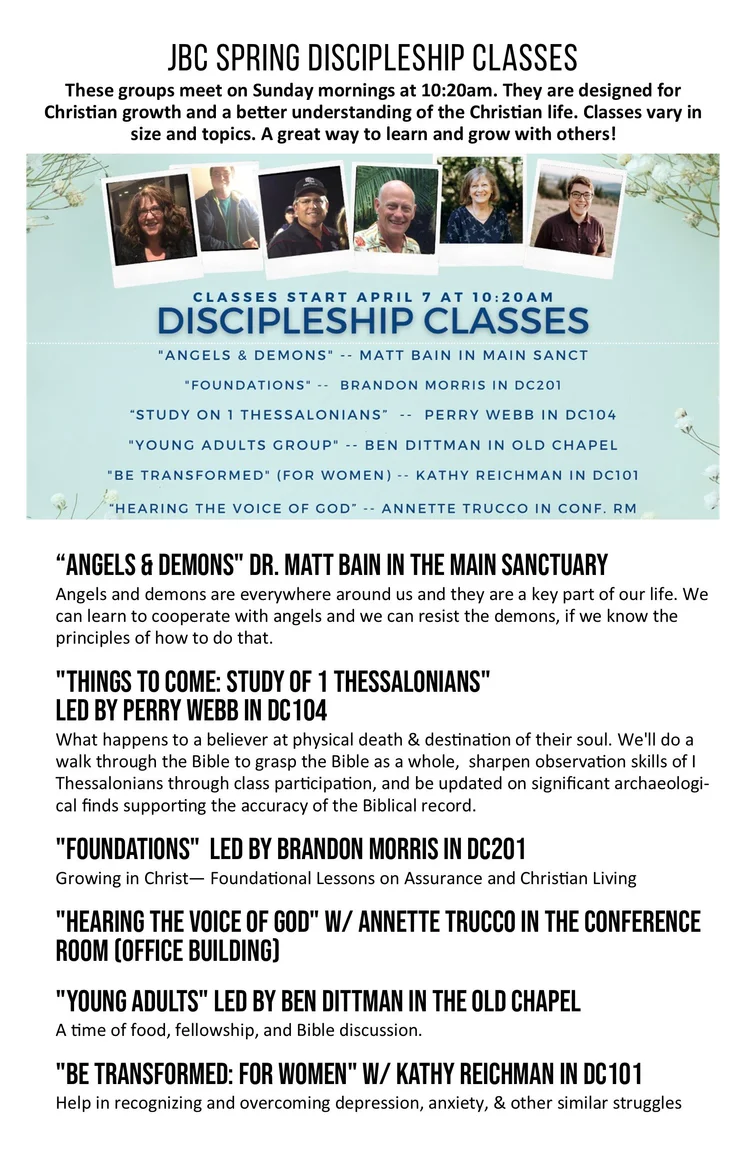 Discipleship Classes — Jefferson Baptist Church | Jefferson, OR