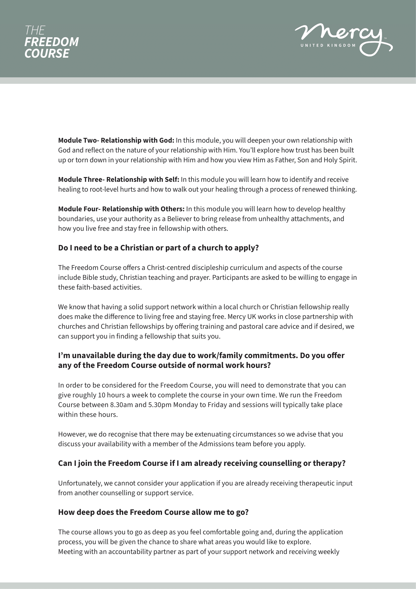 Application Pack — Mercy UK