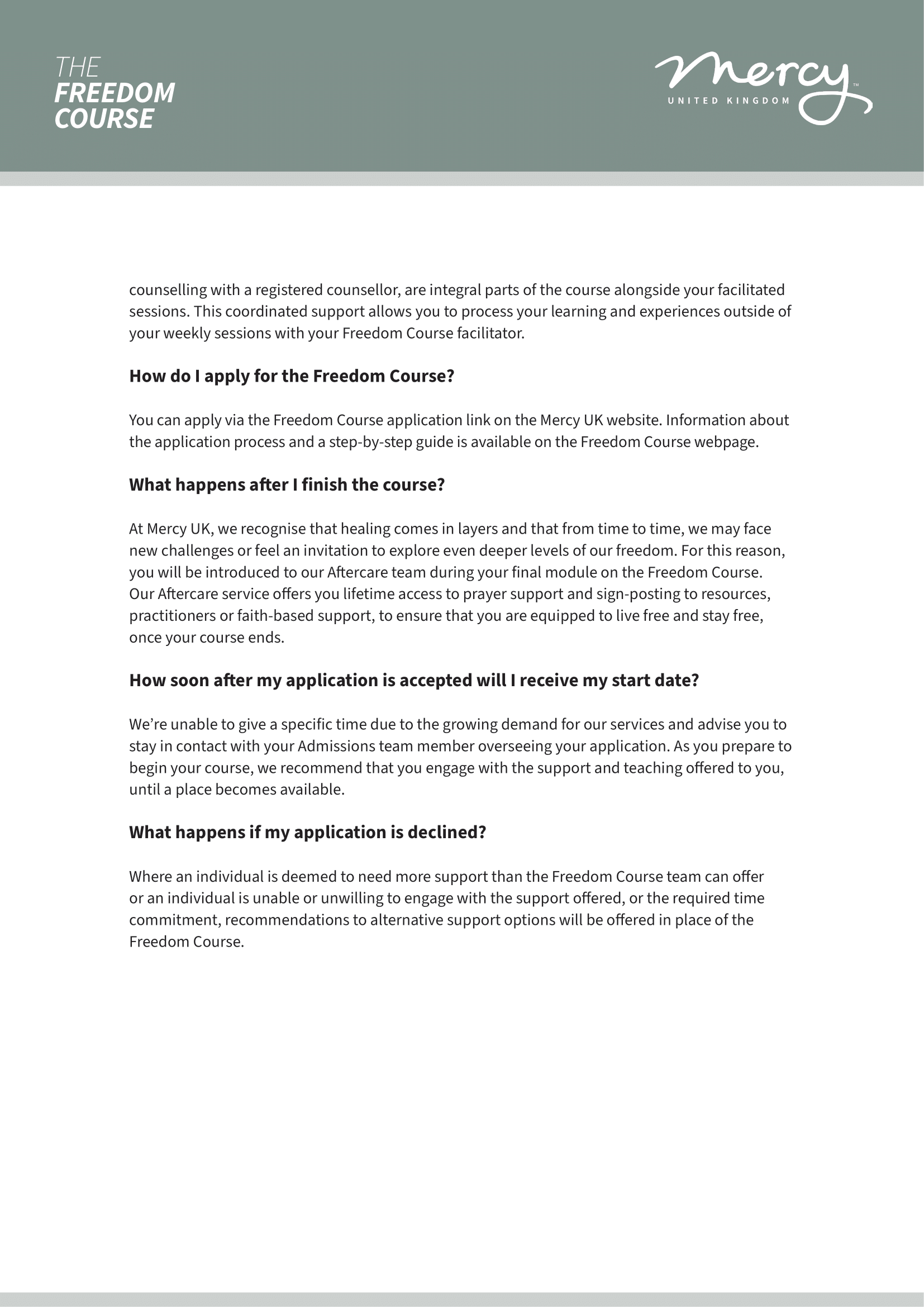 Application Pack — Mercy UK