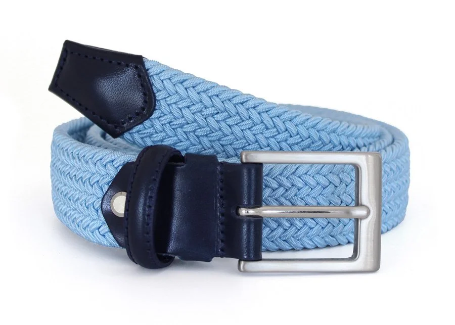 Men's woven elastic belt - 1003 ice blue — Robert Charles
