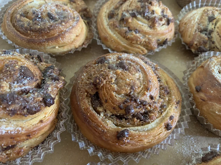 Hazel-chocolate spirals plus croissant squiggles — Baking with the ...