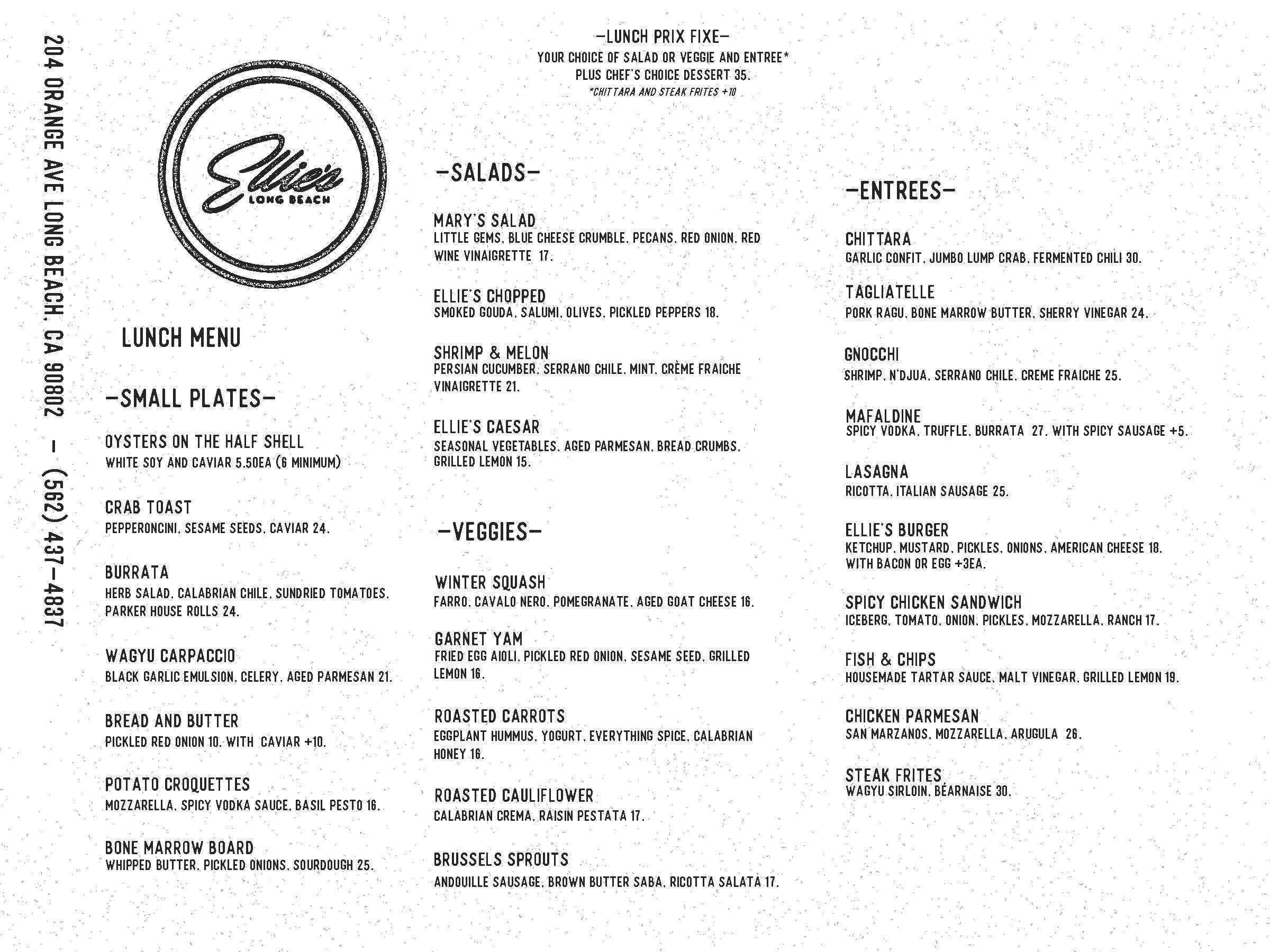 Menus — Ellie's