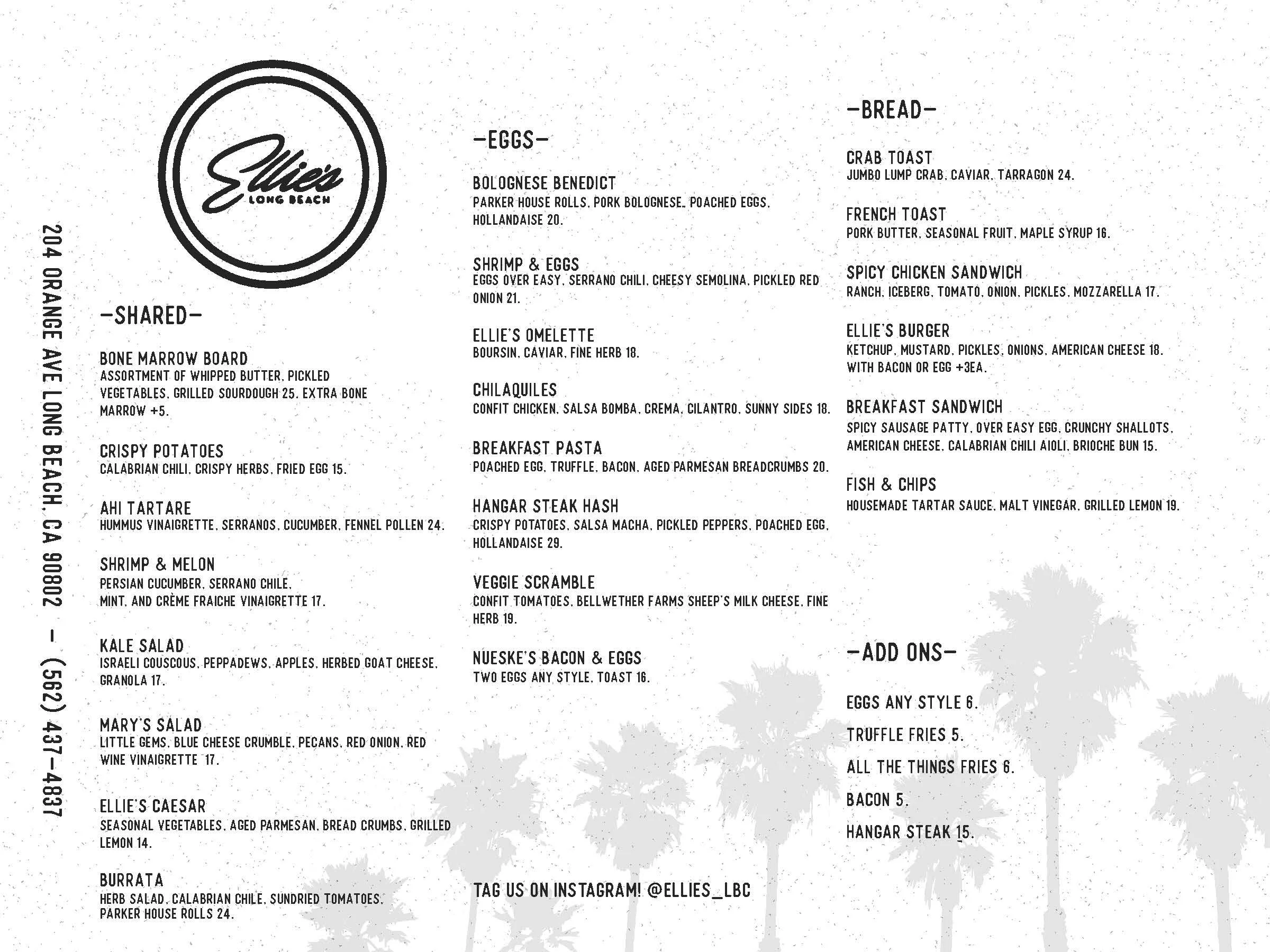 Menus — Ellie's