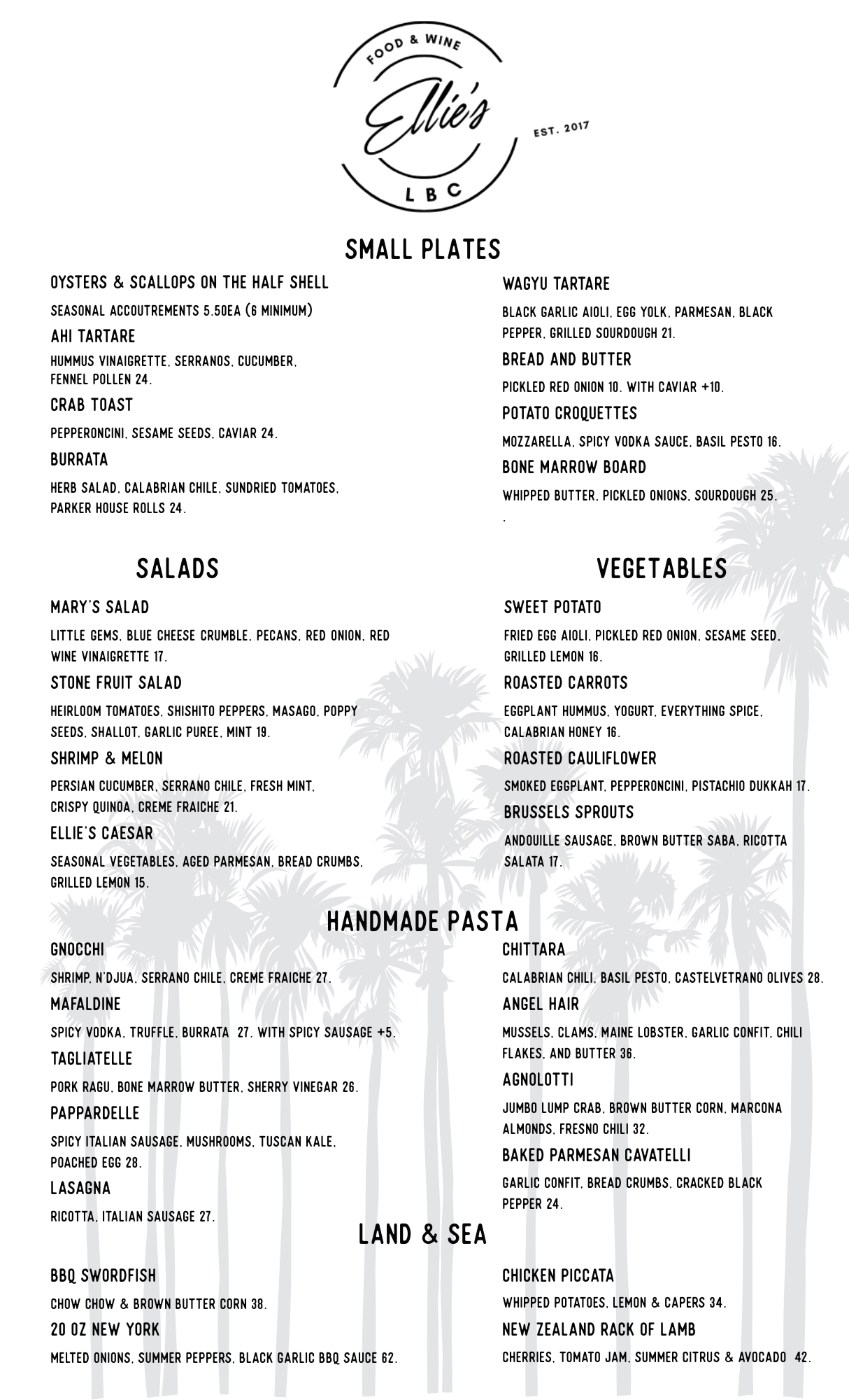 Menus — Ellie's