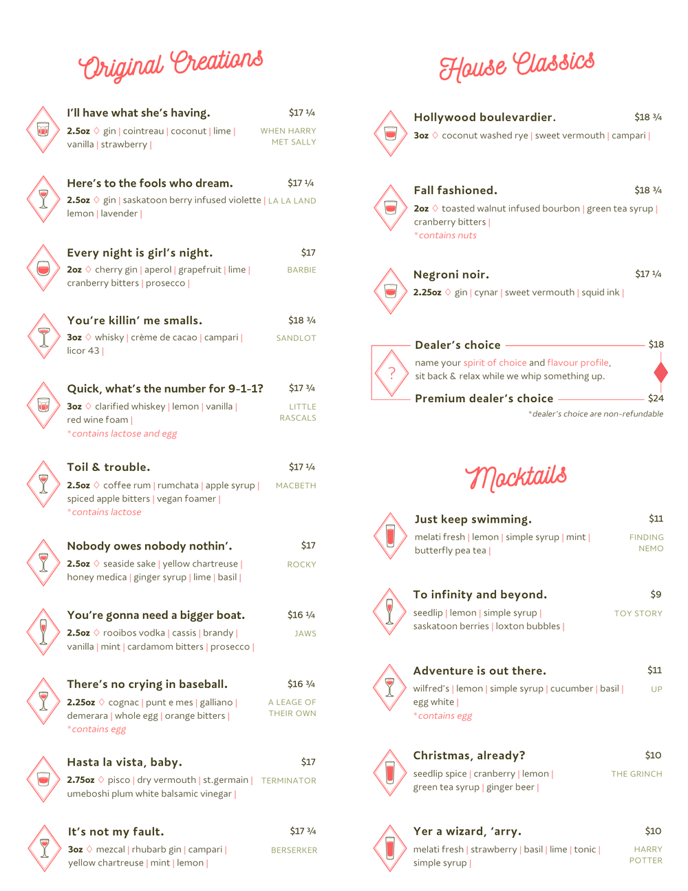 COCKTAILS — The Wednesday Room