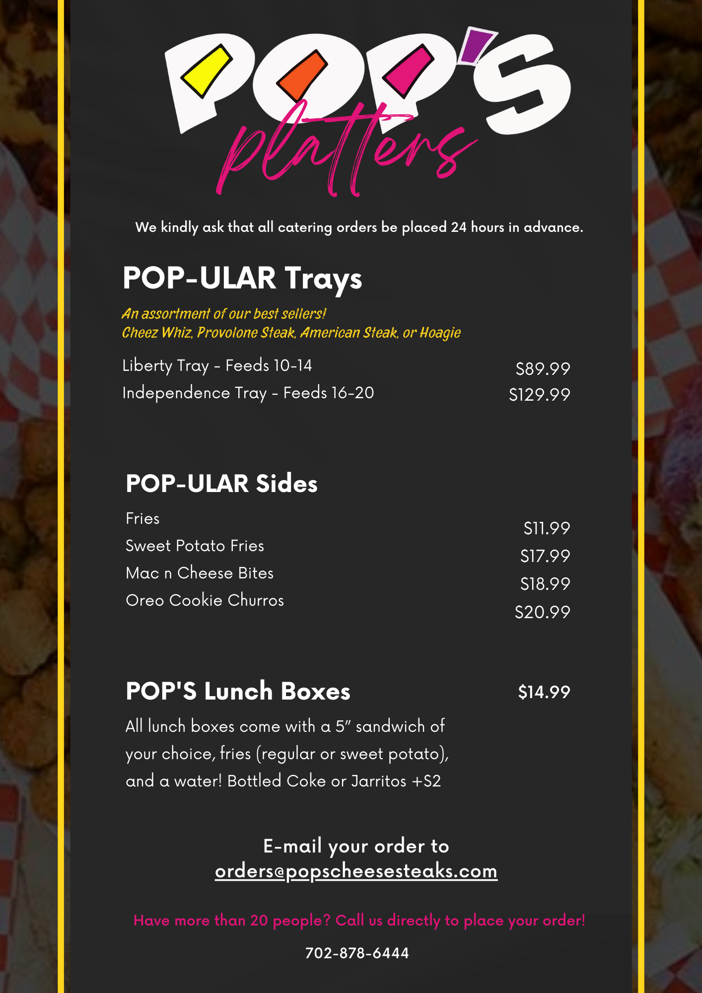 Catering — POP'S Philly Steaks
