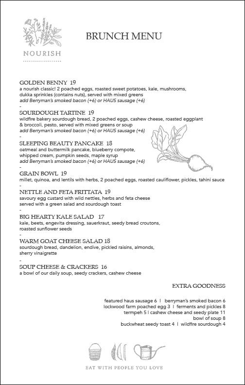 DINING MENU — Nourish Kitchen & Cafe
