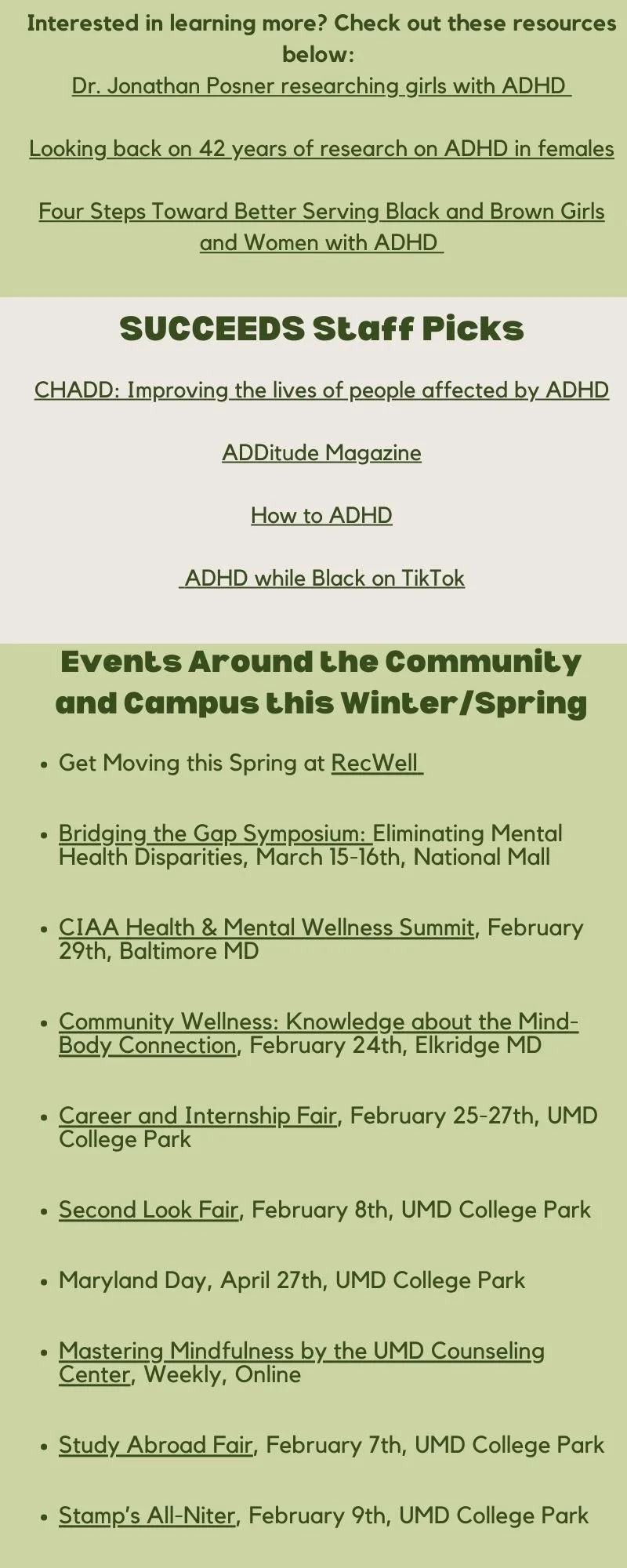 Newsletters — UMD ADHD