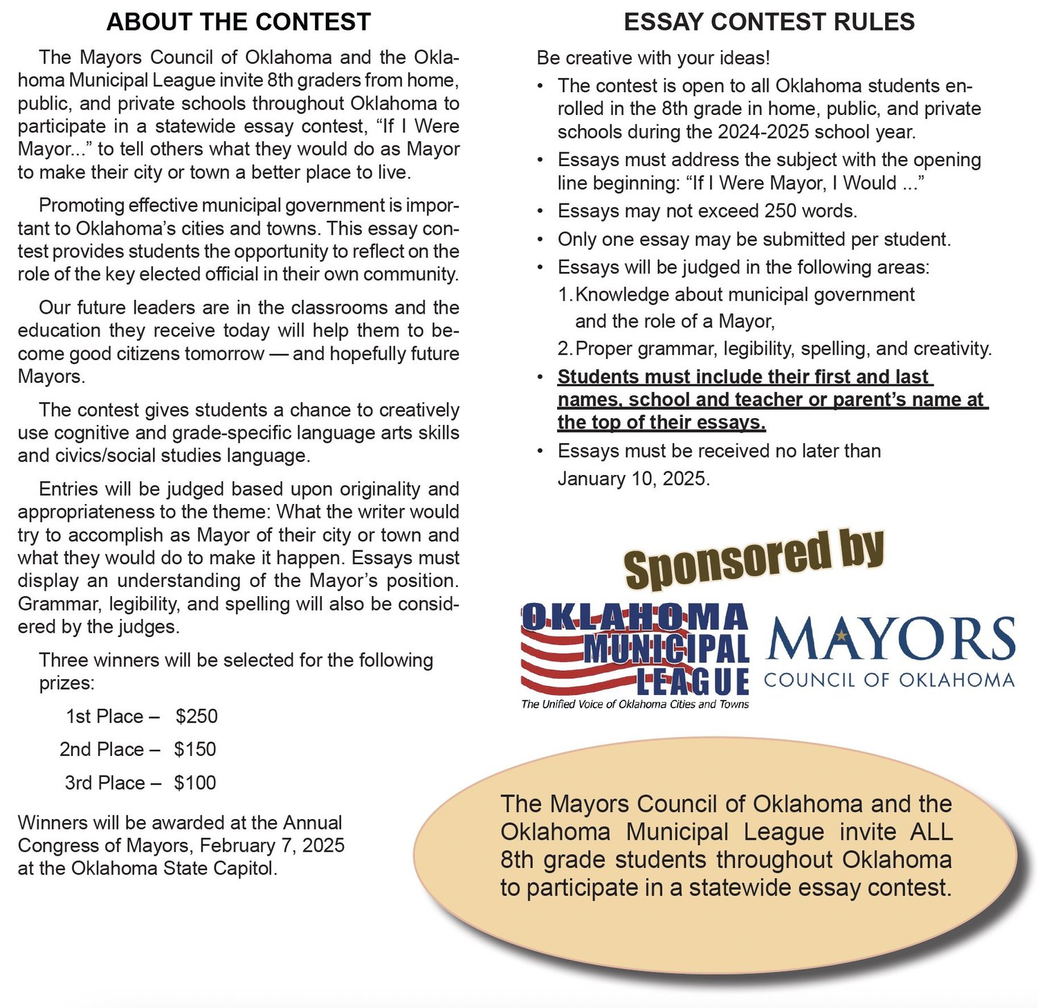 If I Were Mayor Essay Contest — Oklahoma Municipal League