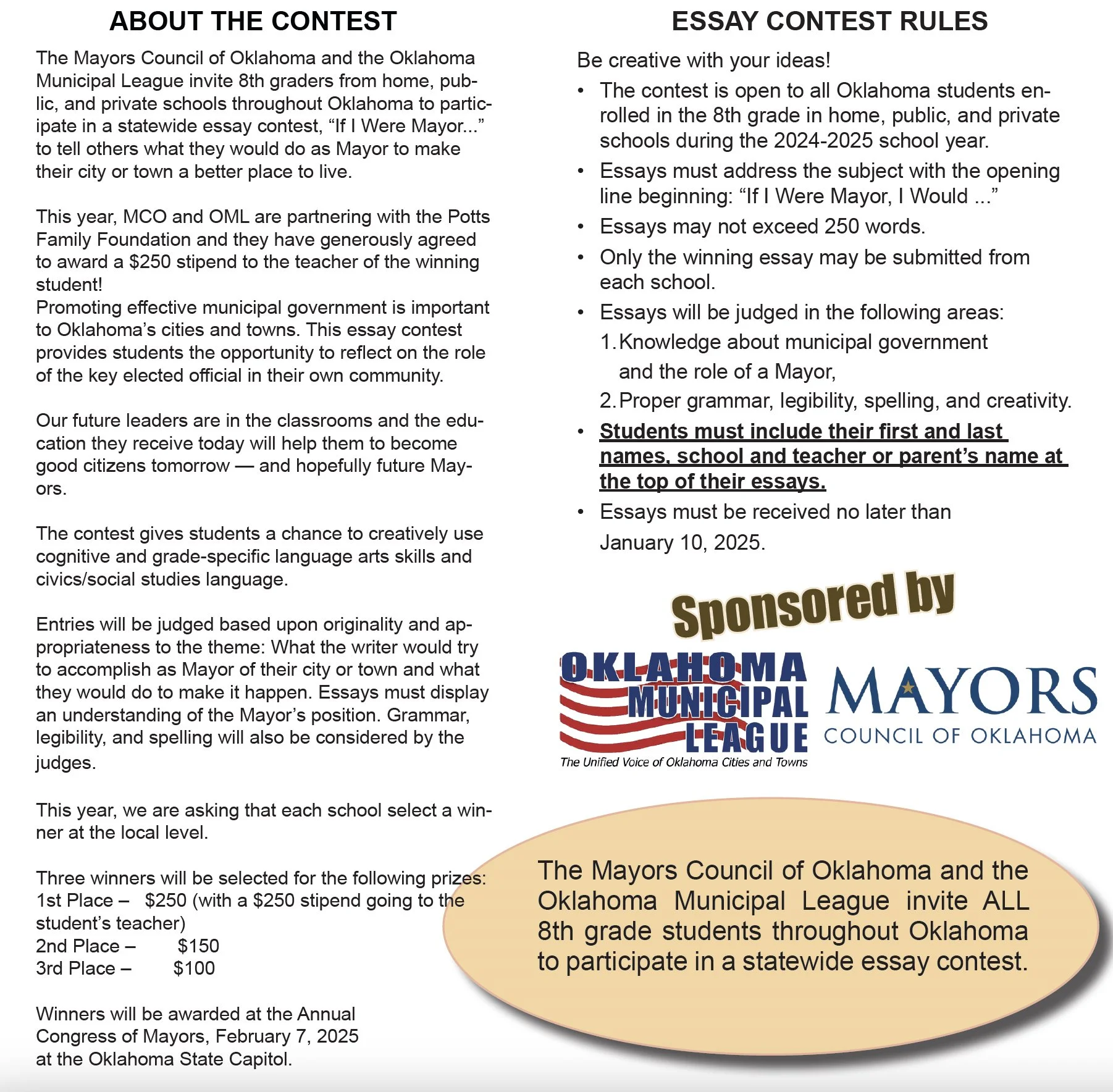 If I Were Mayor Essay Contest — Oklahoma Municipal League