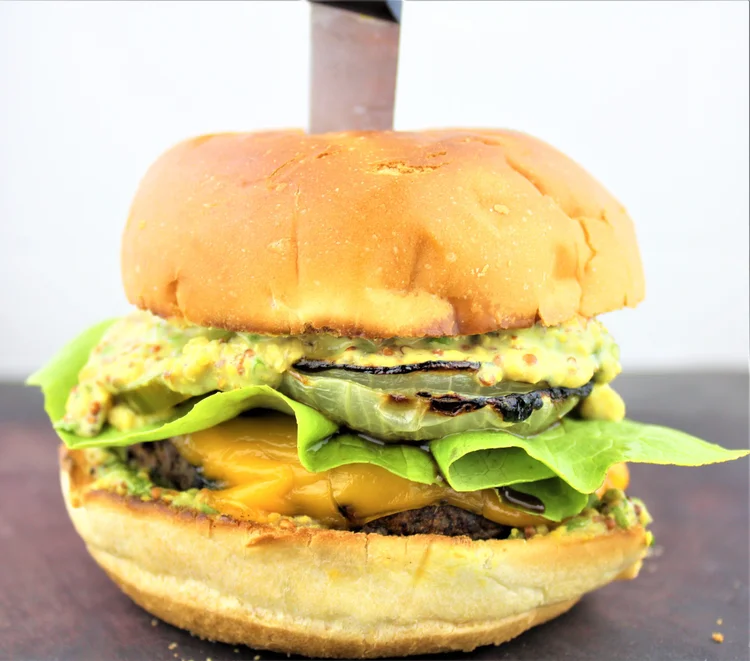 Impossible Cheeseburger with Grilled Onions and Stone Ground Mustard ...