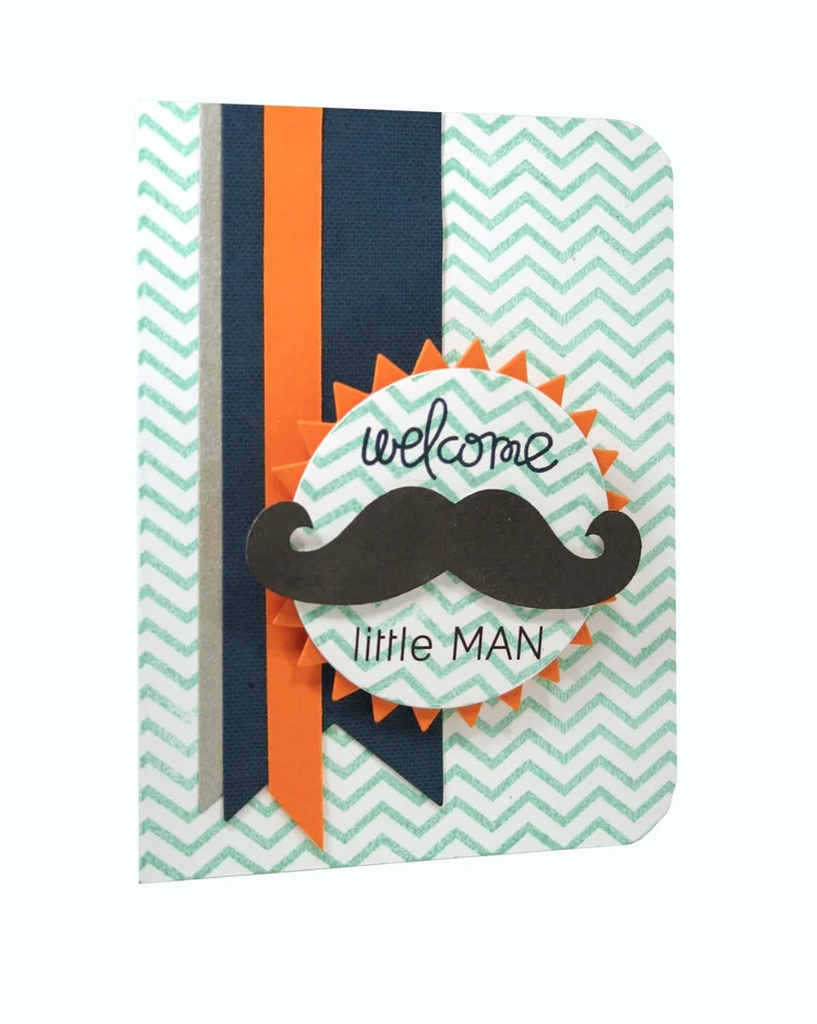 Welcome Little Man Mustache Card {Baby Card} — Sprinkled With Glitter