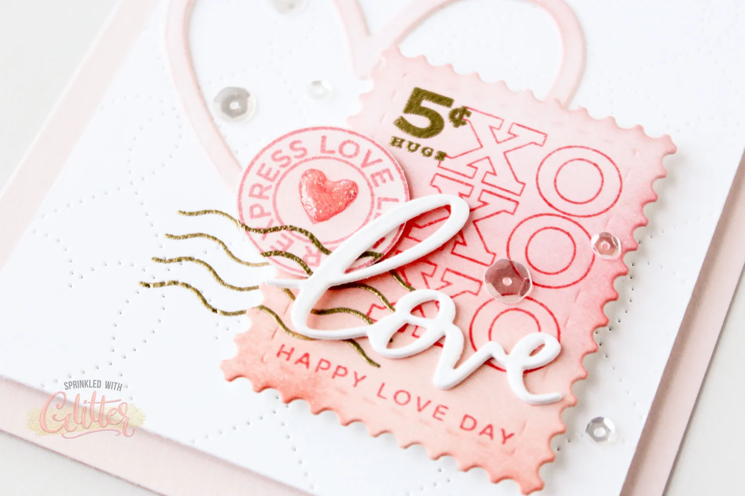 Layering Stamps And Dies On Cards - Postage Themed Love Note ...