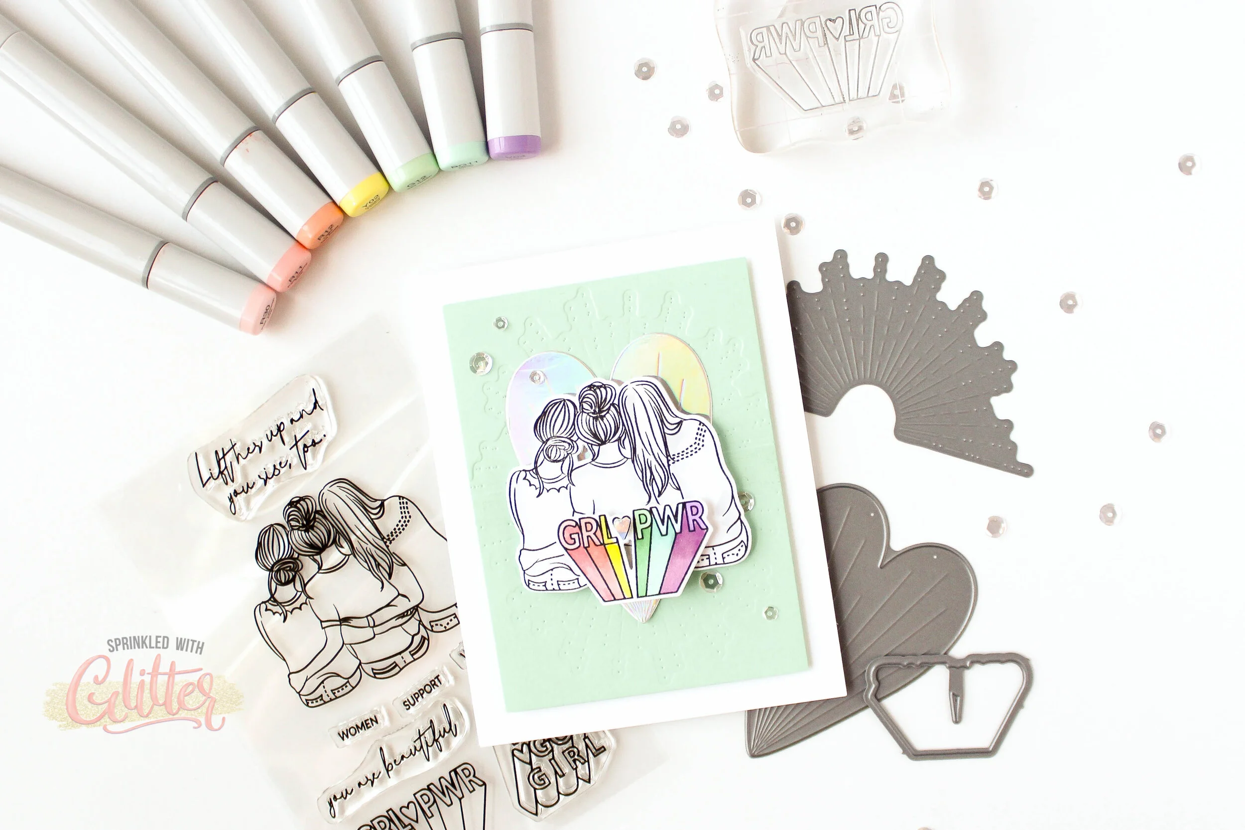 How To Create A No Color Card With Line Art Stamps — Sprinkled With Glitter