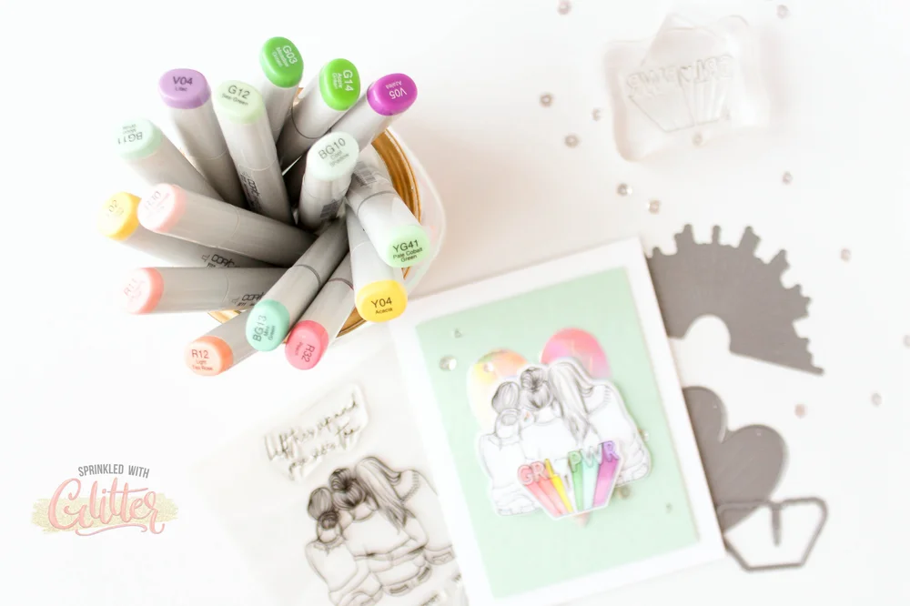 How To Create A No Color Card With Line Art Stamps — Sprinkled With Glitter