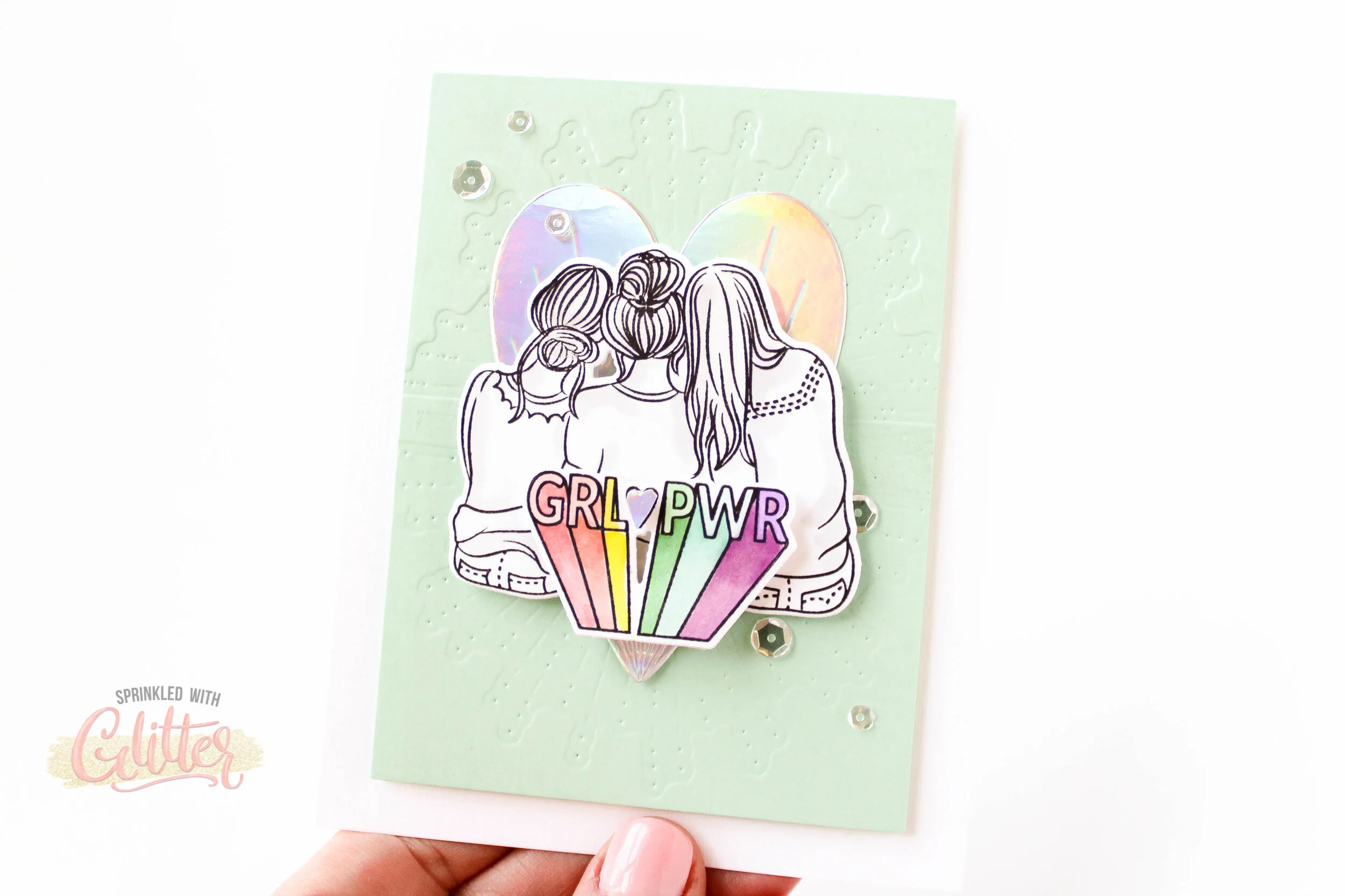 How To Create A No Color Card With Line Art Stamps — Sprinkled With Glitter