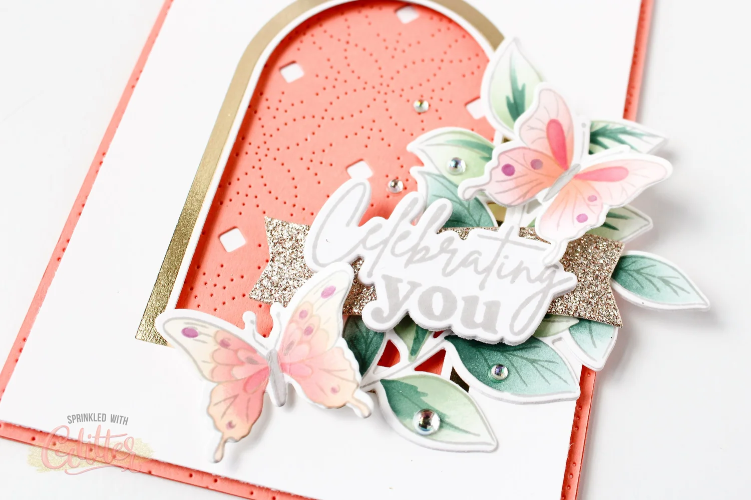 Two For One Cards Featuring Fluttering Butterflies — Sprinkled With Glitter