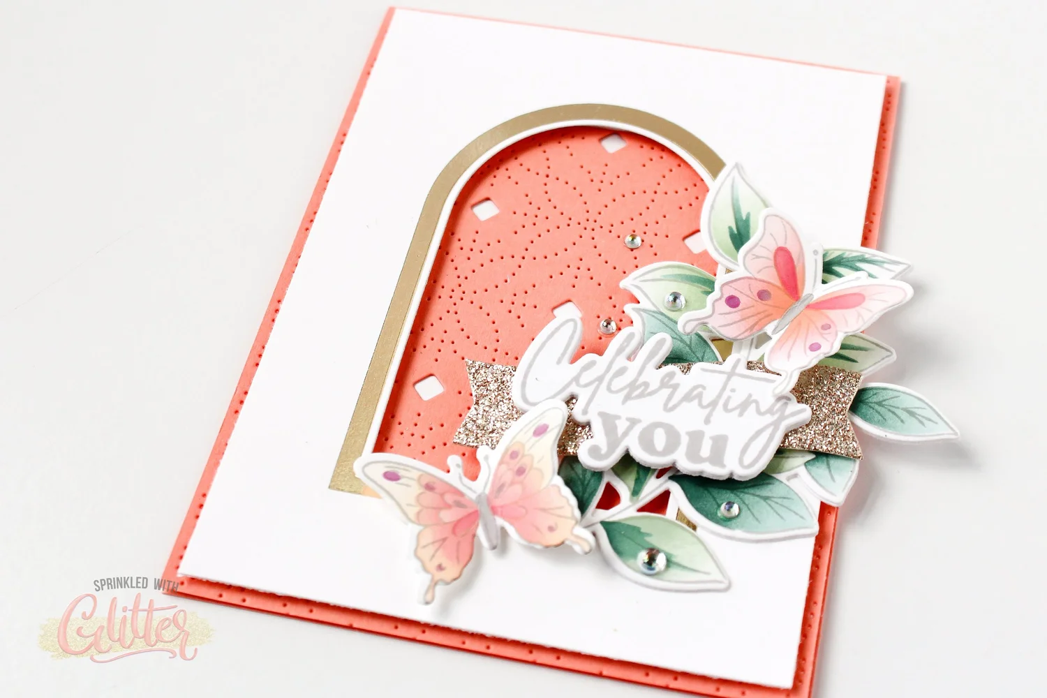 Two For One Cards Featuring Fluttering Butterflies — Sprinkled With Glitter